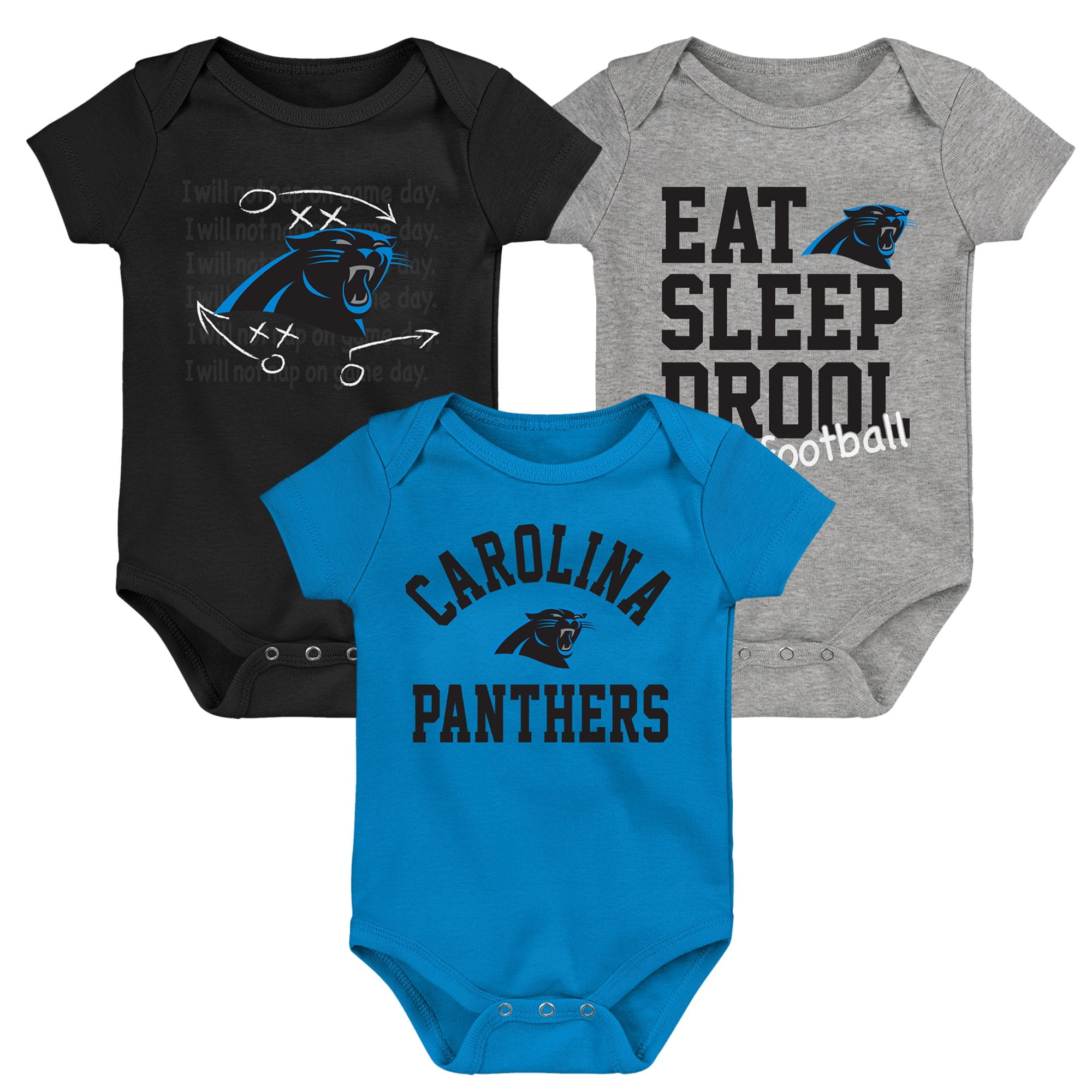 Newborn & Infant Blue/Black/Heather Gray Carolina Panthers Three-Pack ...