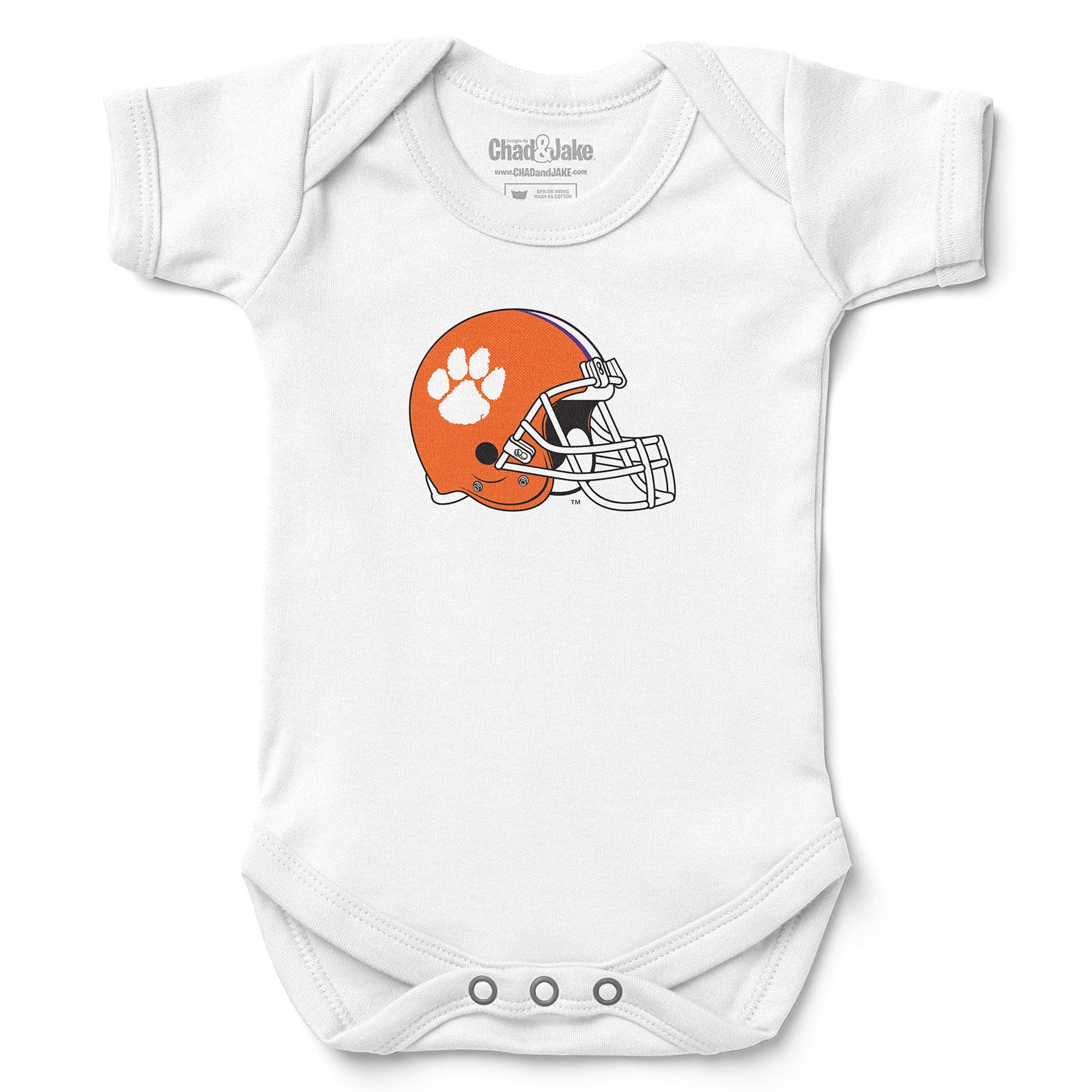 Newborn & Infant Chad & Jake White Clemson Tigers Helmet Logo Bodysuit ...