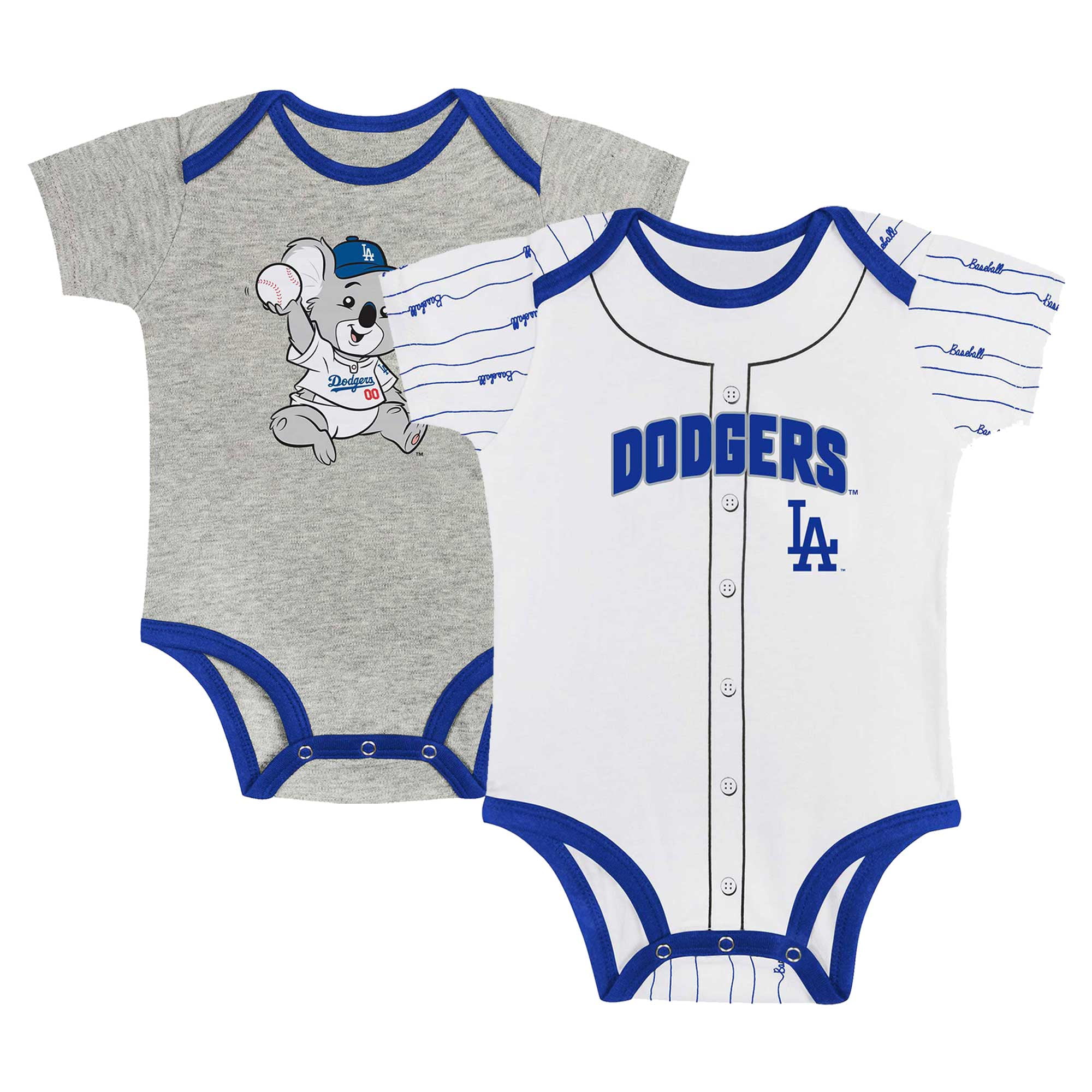 Newborn & Infant Gray/White Los Angeles Dodgers Two-Pack Play Ball ...