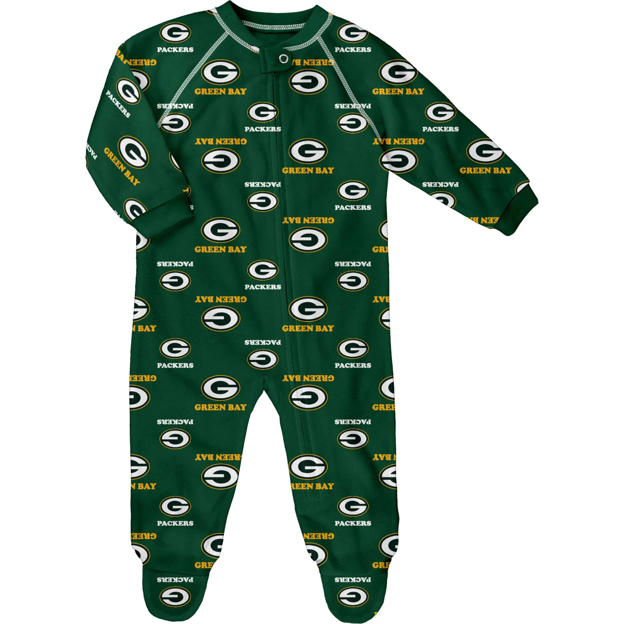 Newborn & Infant Green Green Bay Packers Allover Print Raglan Full-Zip ...