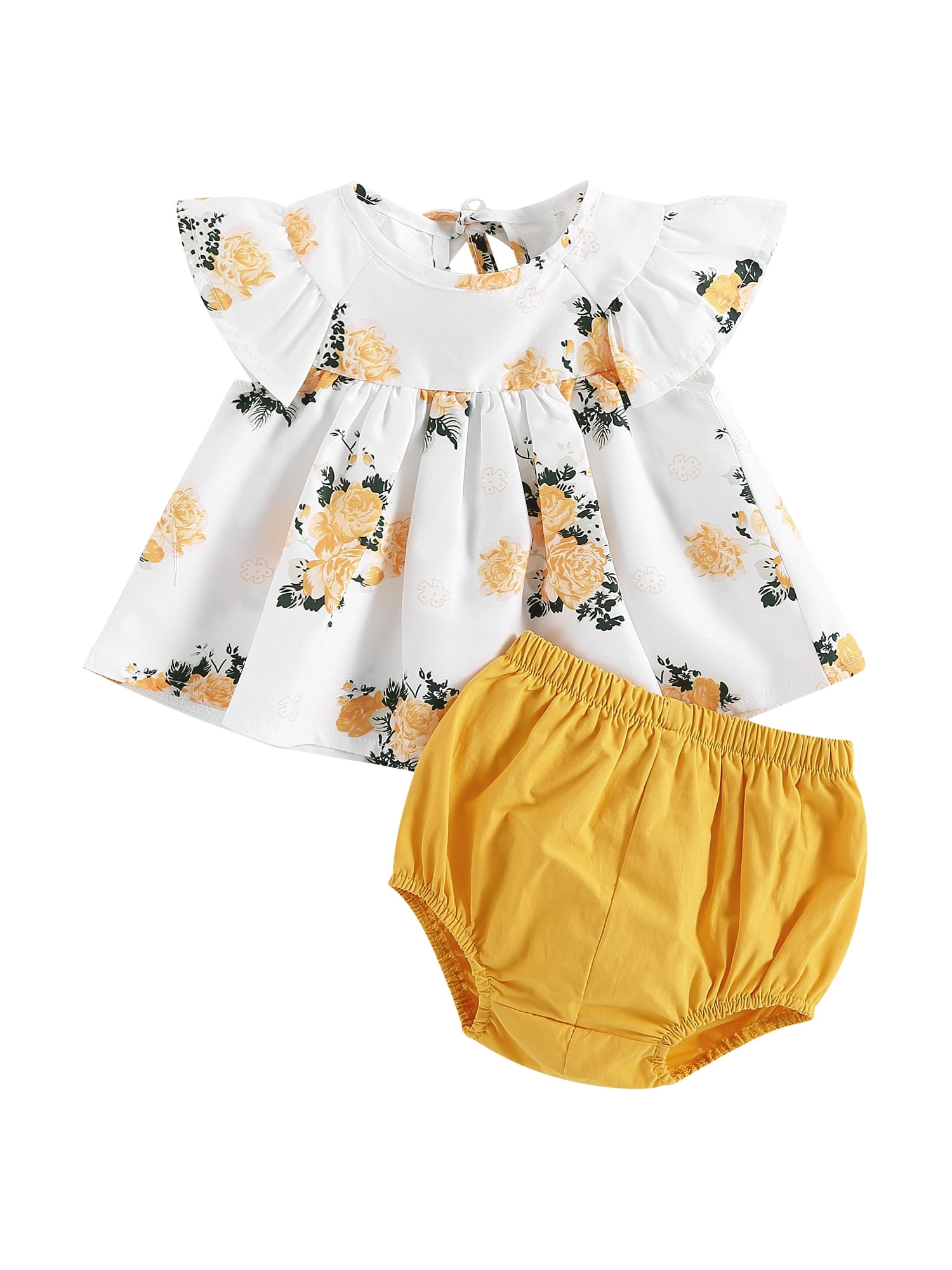 Walmart Cute Summer Baby Girl Floral Dress with Pretty Bloomers, Size 0 ...