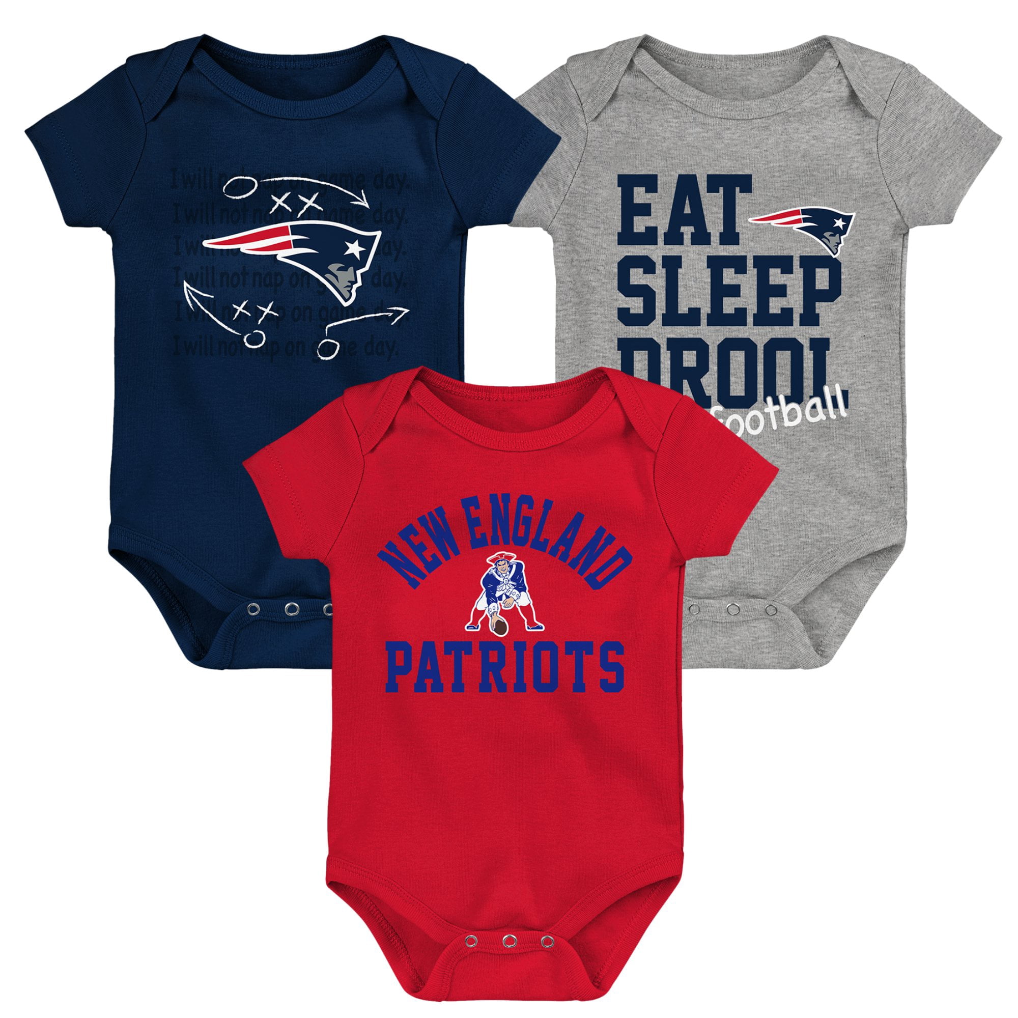 Newborn & Infant Navy/Red/Heather Gray New England Patriots Three-Pack ...