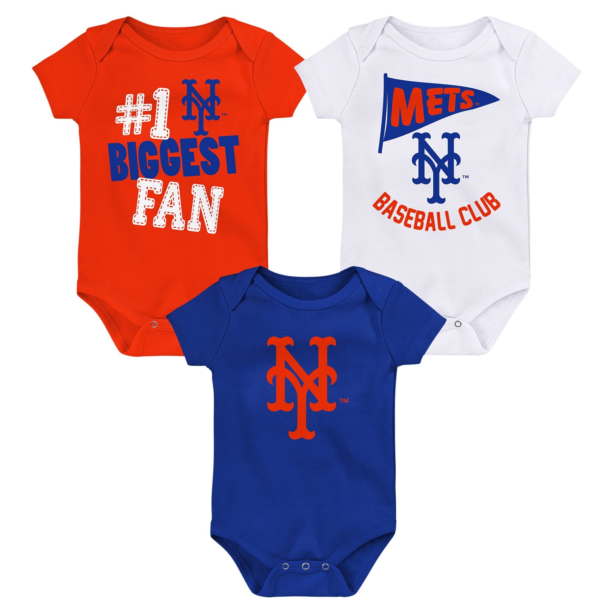 Newborn & Infant New York Mets 3-Pack Fan Pennant Bodysuit Set ...