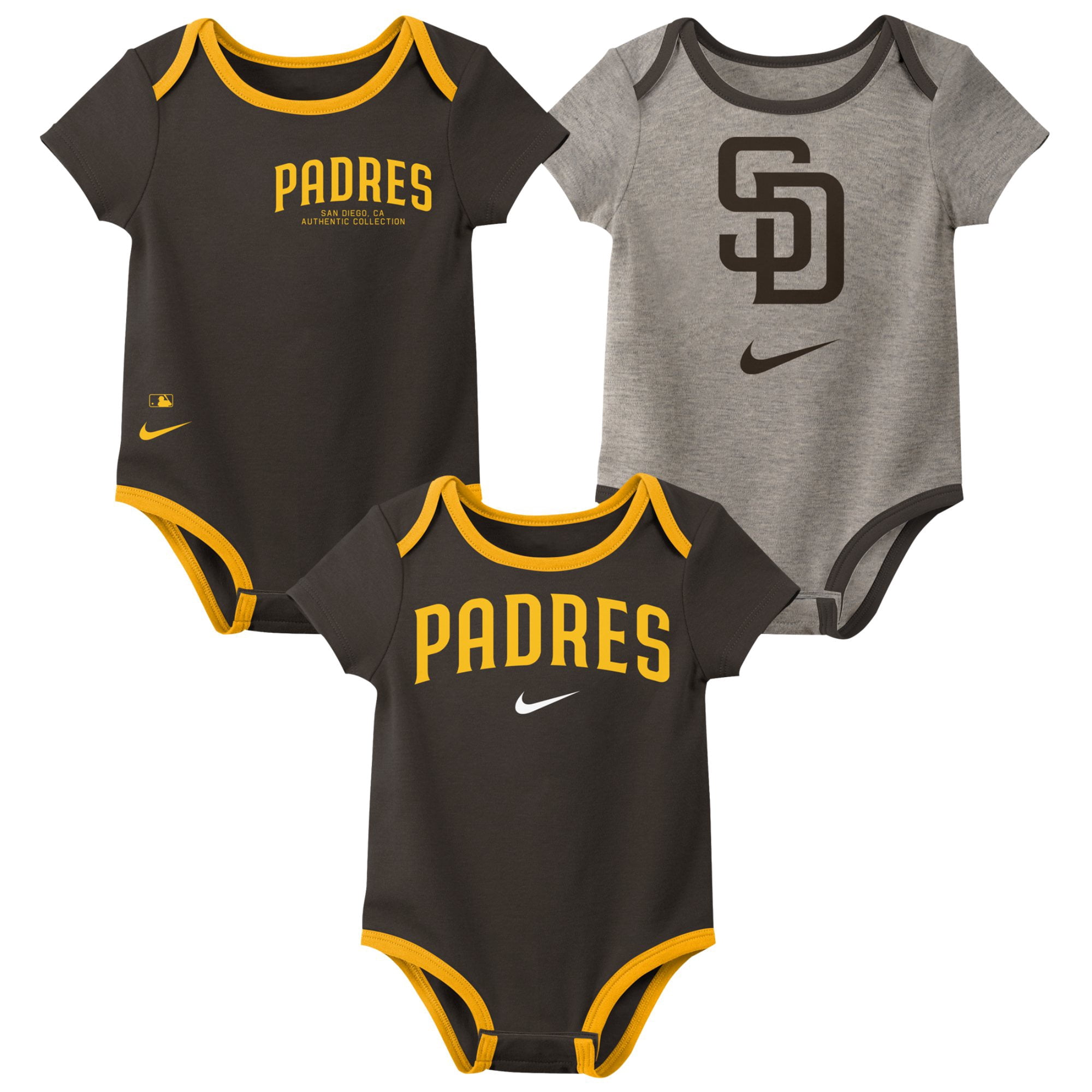 Newborn & Infant Nike San Diego Padres Three-Pack Bodysuit Set ...