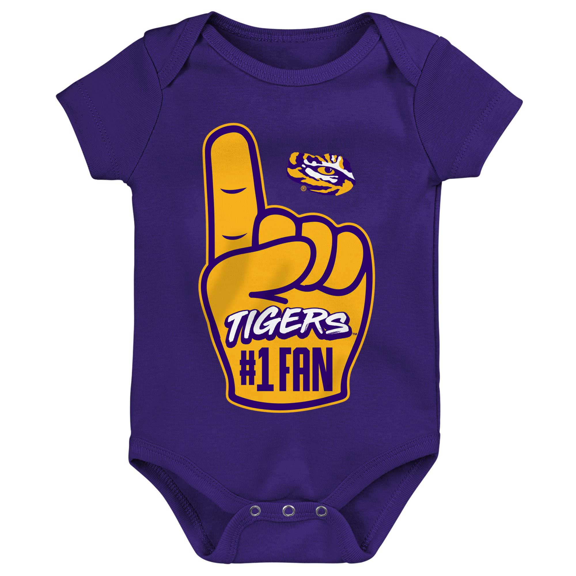 Newborn & Infant Purple LSU Tigers #1 Fan Foam Finger Bodysuit ...