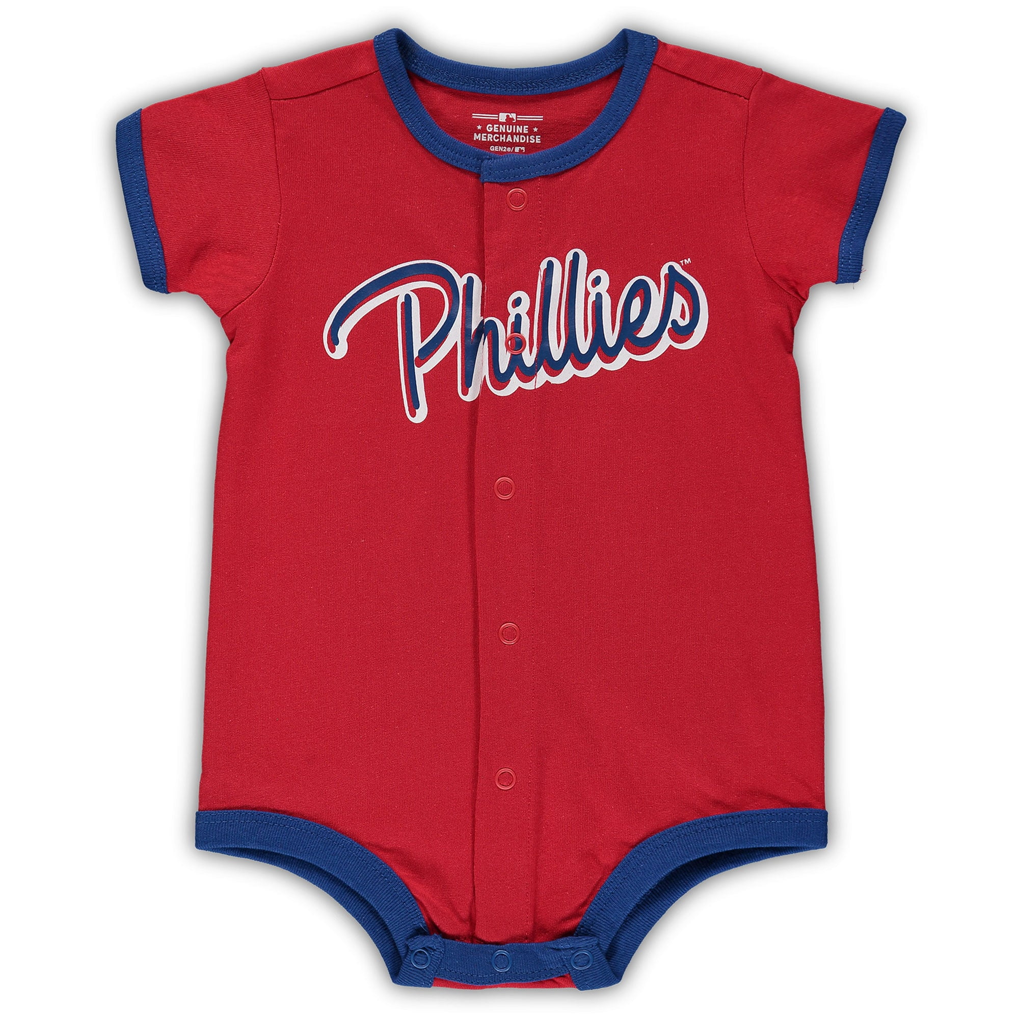 Newborn & Infant Red Philadelphia Phillies Stripe Power Hitter Romper ...