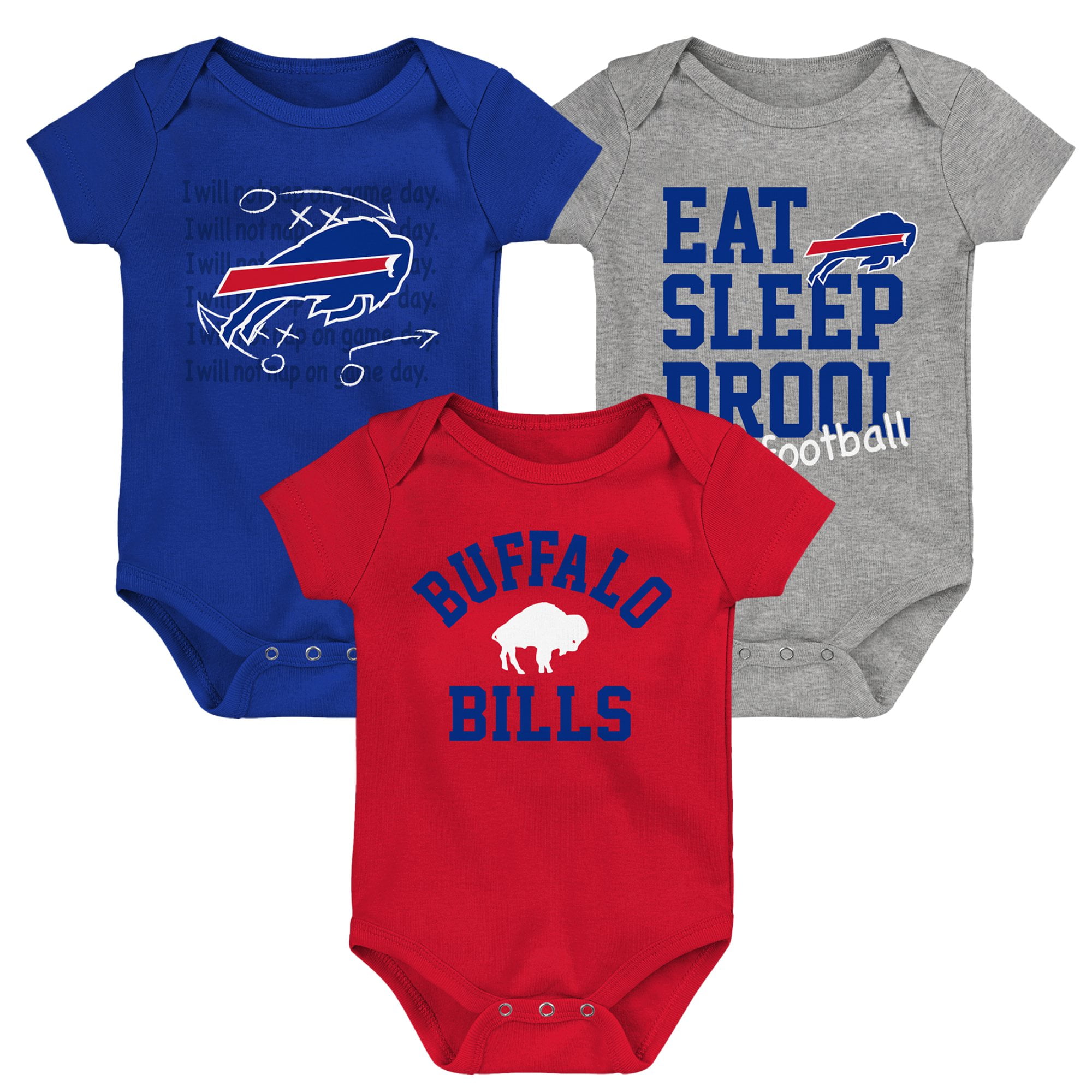 Newborn & Infant Red/Royal/Heather Gray Buffalo Bills Three-Pack Eat ...