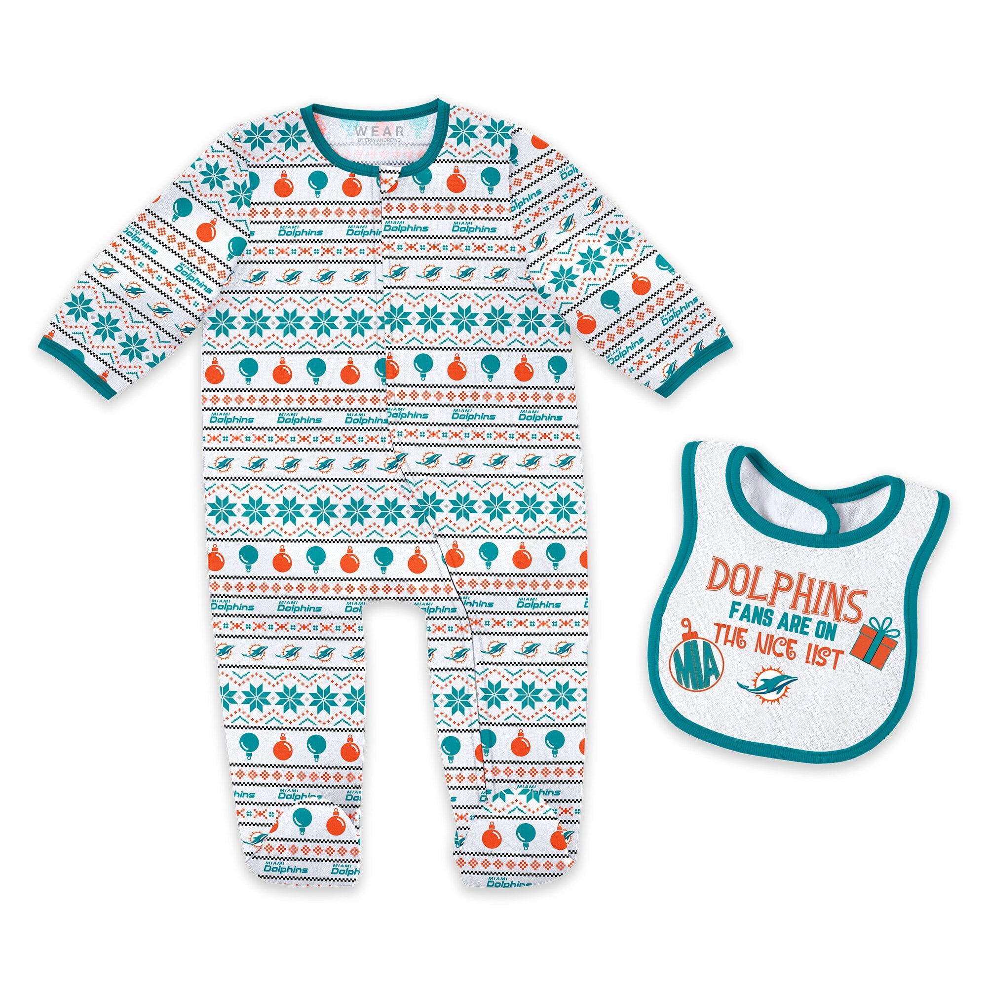 Newborn & Infant WEAR by Erin Andrews Miami Dolphins Allover Print Full ...