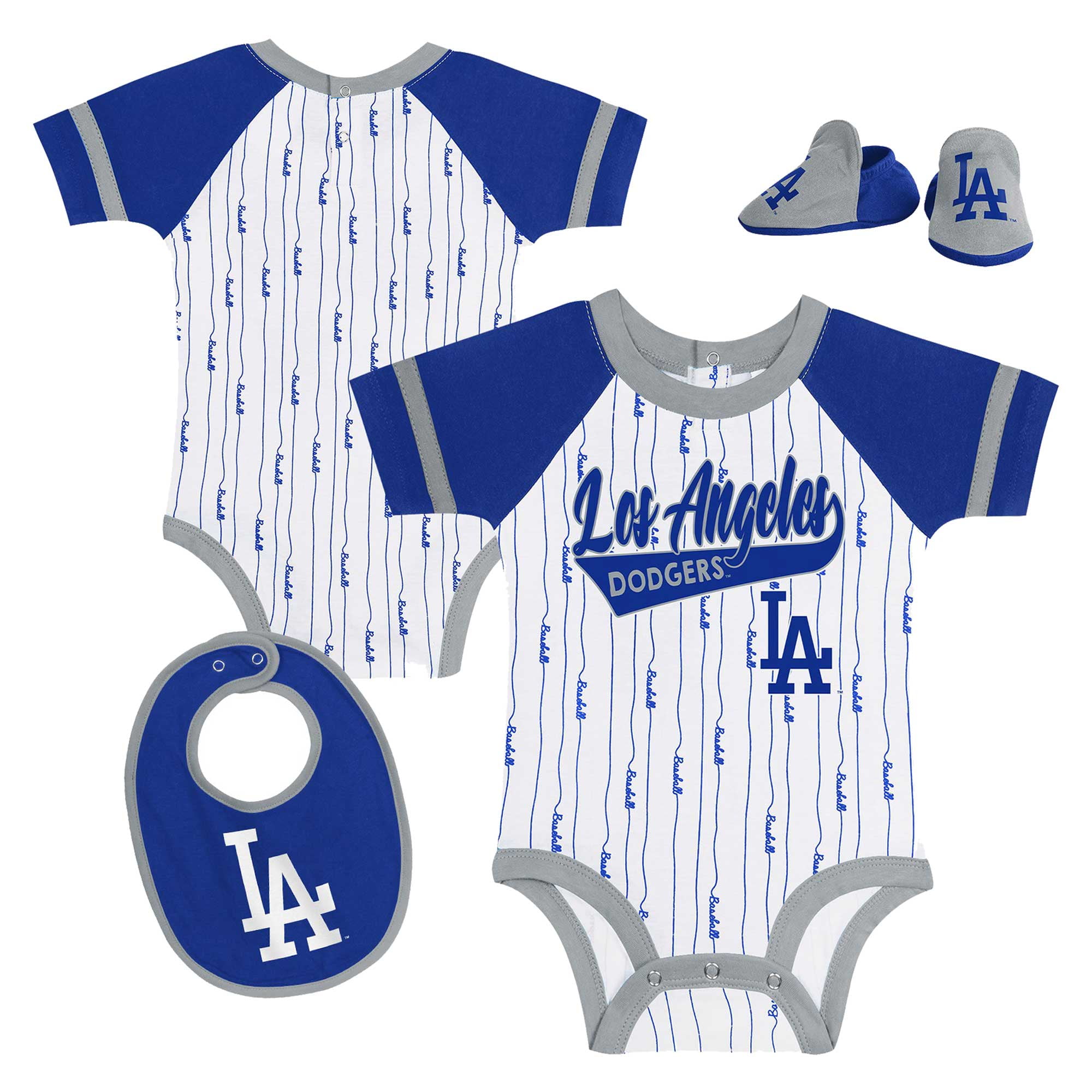 Newborn & Infant White Los Angeles Dodgers Base Hitter Bodysuit, Bib ...