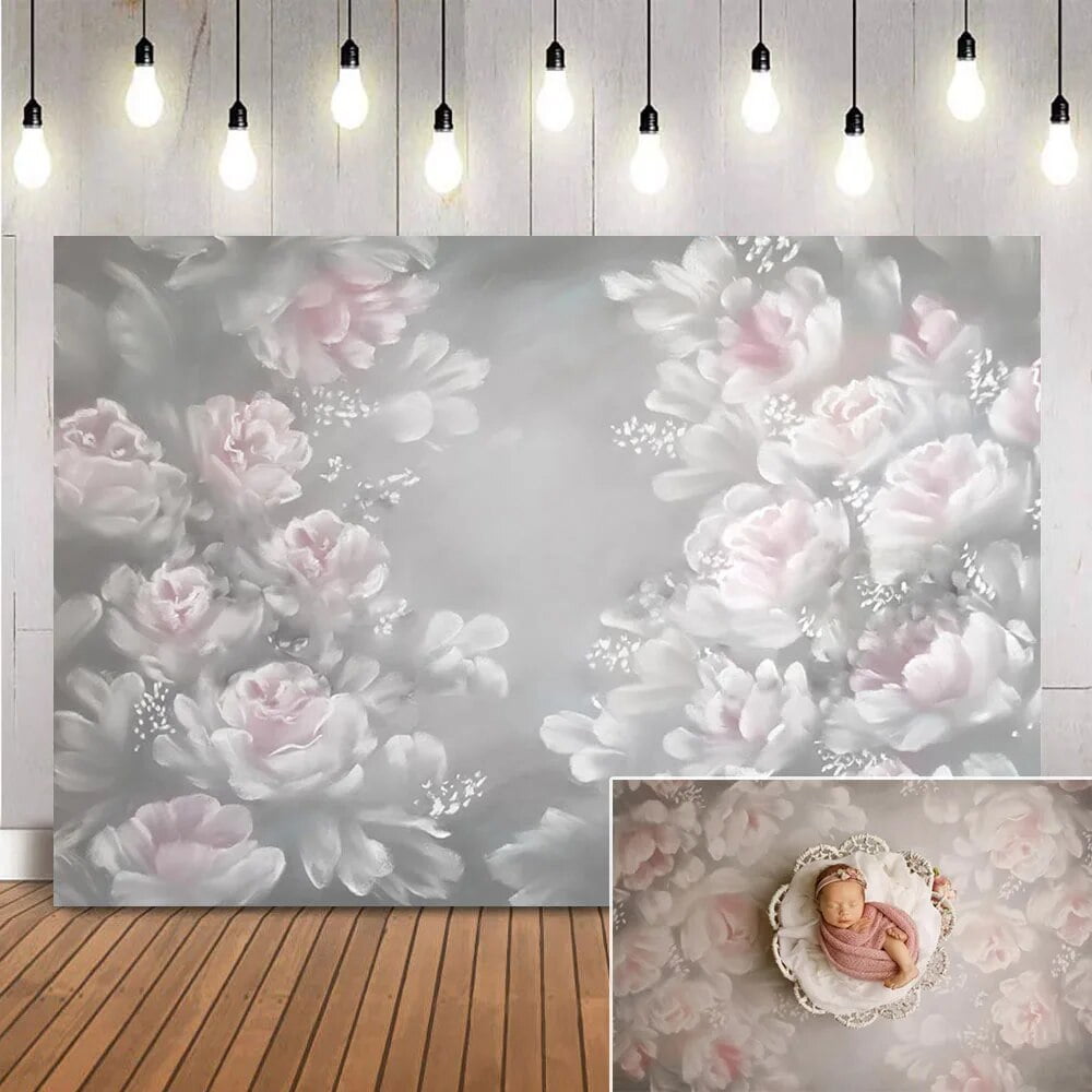 Newborn Kids Children Flowers Portrait Photography Background White and ...