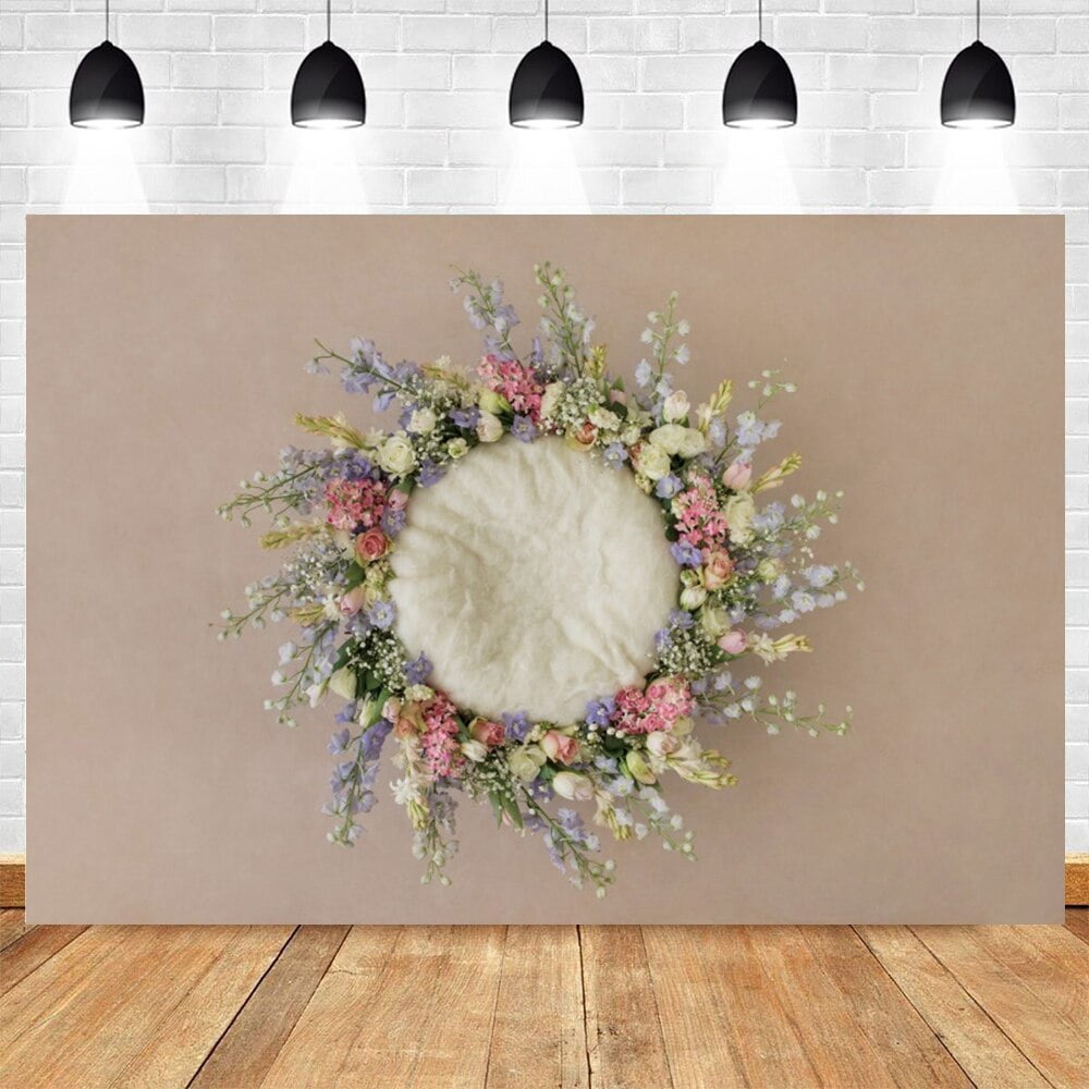 Newborn Kids Photocall Backdrop Flower Leaves Floor Sleeping Tree Baby ...