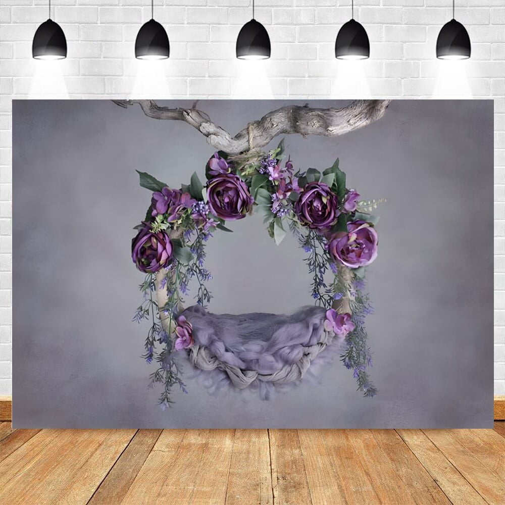 Newborn Kids Photocall Backdrop Flower Leaves Floor Sleeping Tree Baby ...
