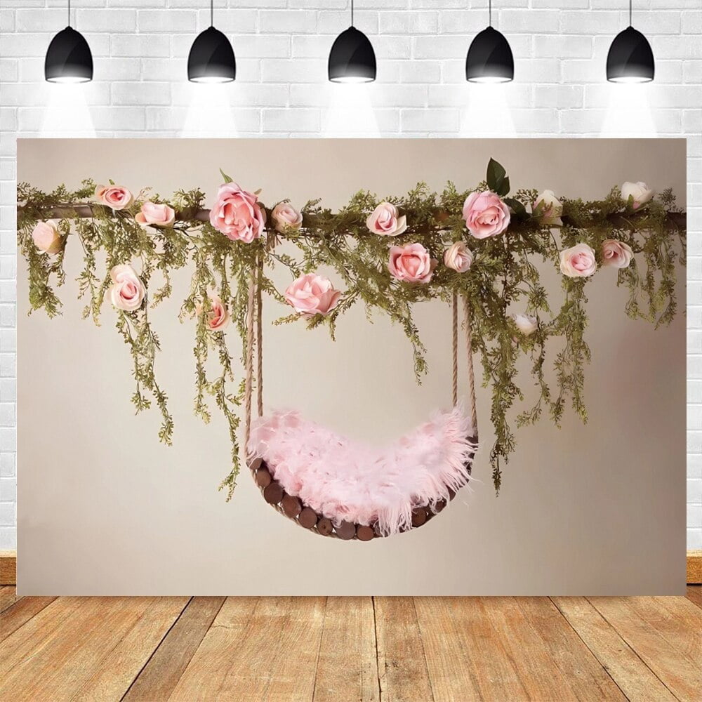 Newborn Kids Photocall Backdrop Flower Leaves Floor Sleeping Tree Baby ...