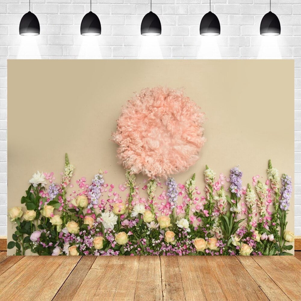 Newborn Kids Photocall Backdrop Flower Leaves Floor Sleeping Tree Baby ...