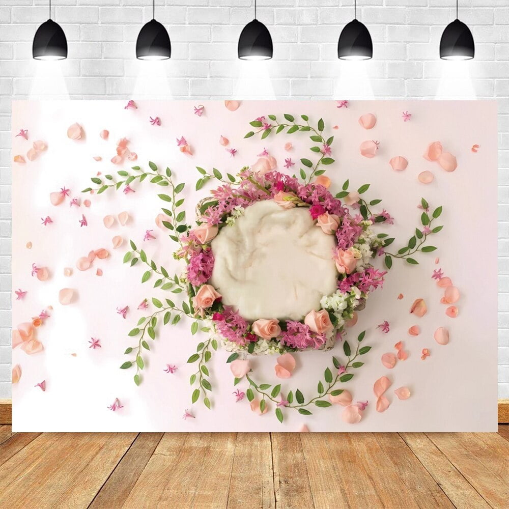 Newborn Kids Photocall Backdrop Flower Leaves Floor Sleeping Tree Baby ...
