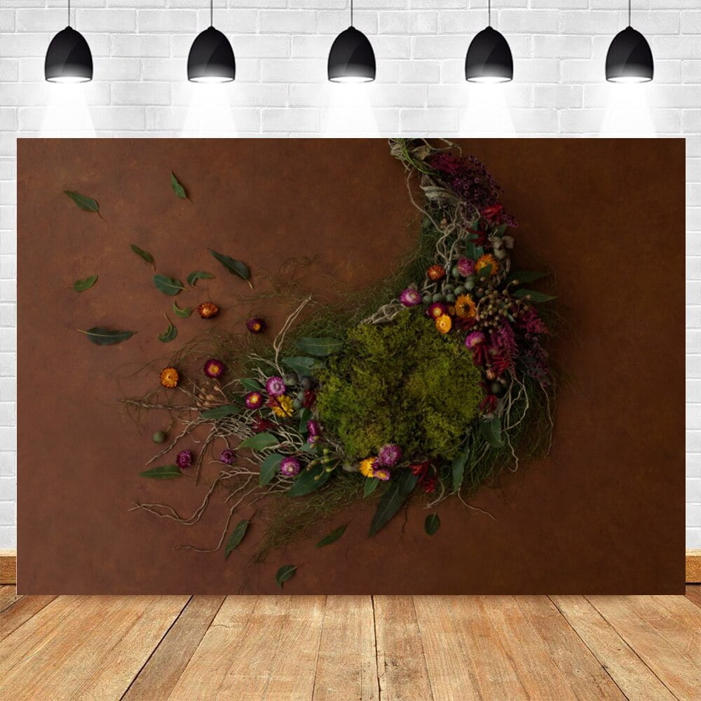 Newborn Kids Photocall Backdrop Flower Leaves Floor Sleeping Tree Baby ...