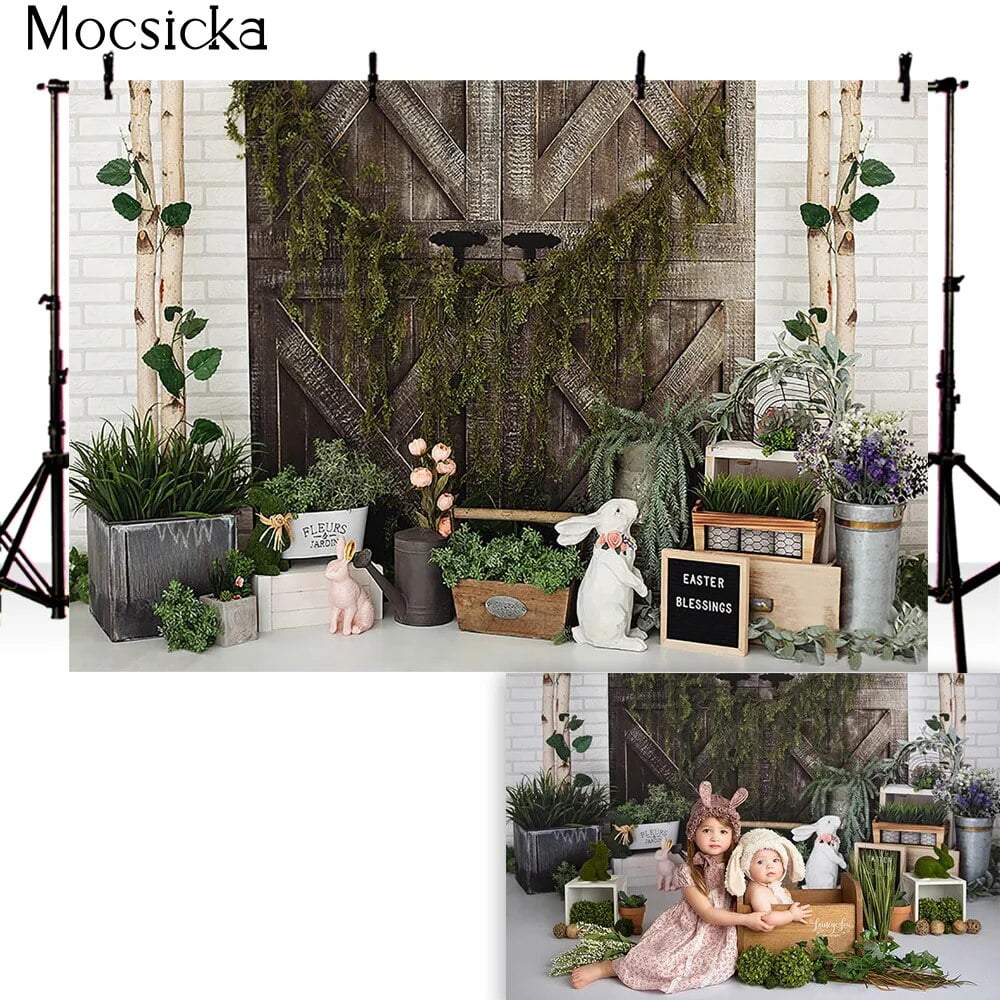 Newborn Kids Spring Easter Bunny Photography Backdrop Carrot Bunny ...