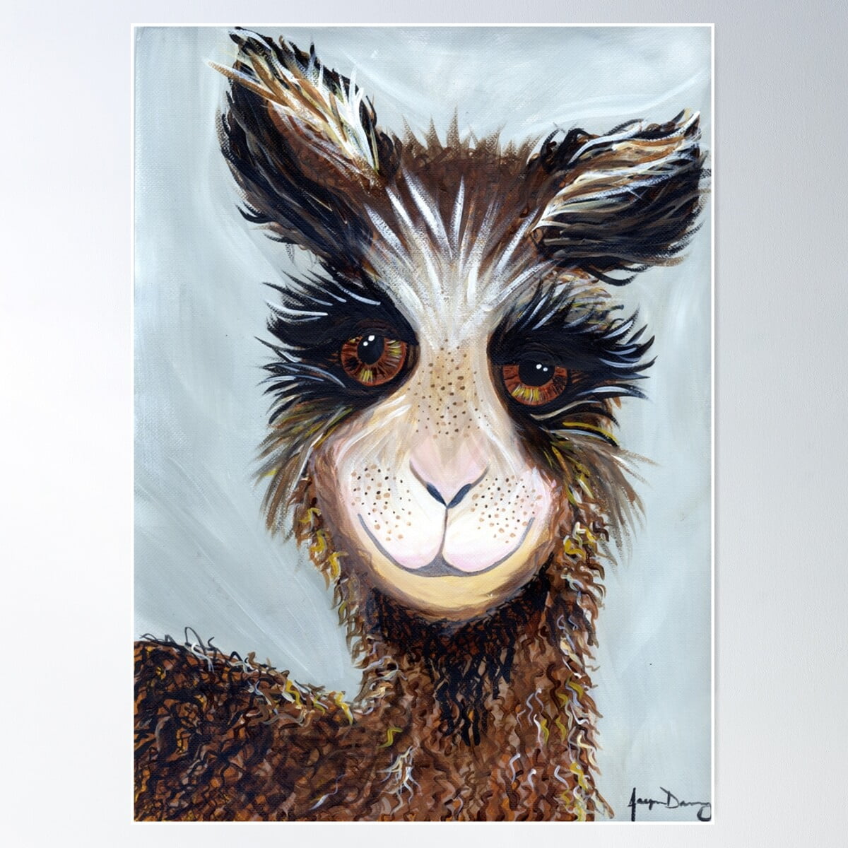 Newborn Llama With Freckles Poster Wall Art, Modern Wall Decor For ...