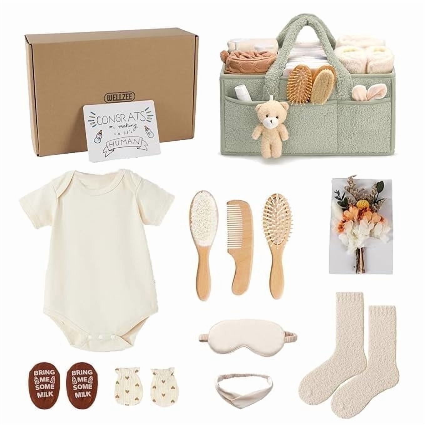 Wellzee New Mom & Newborn Gifts Set, 11-Pcs Baby Shower Gifts Basket, 0 ...