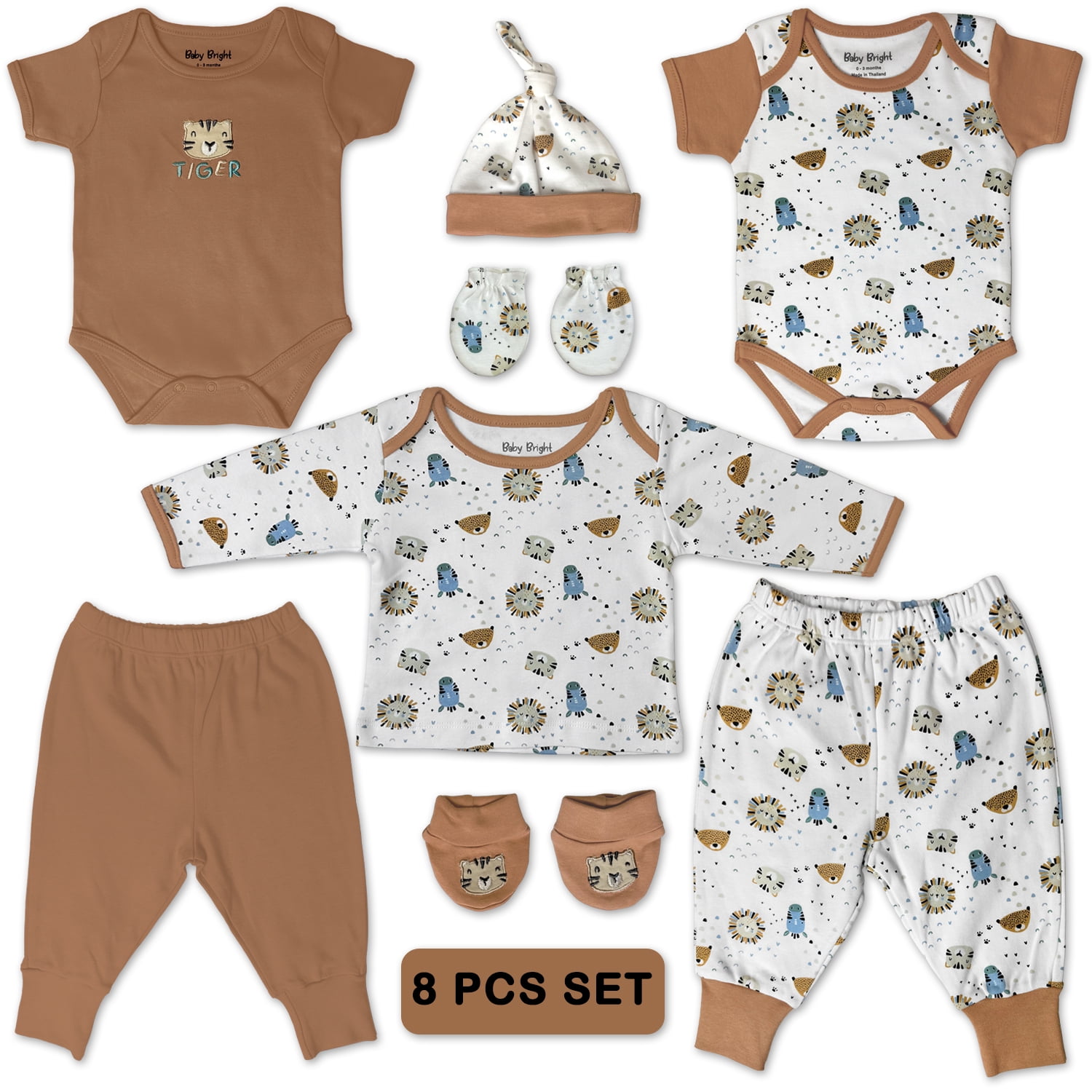 Baby Bright Baby Boy Newborn Layette Clothes Set, 8 Pieces, Cotton ...