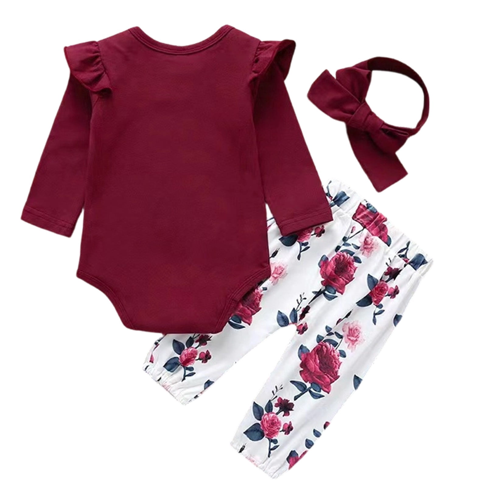 Outfits 3 Piece Knit Floral Prints Long Pants 0 2 Years Girls Clothing ...