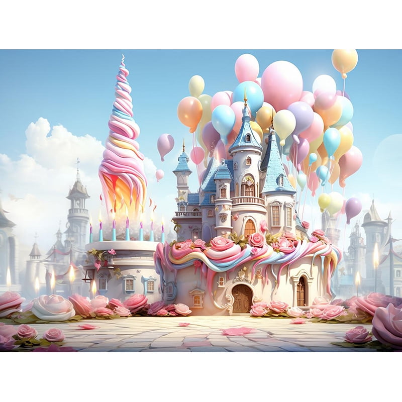 Newborn Portrait Birthday Party Photography Backdrop Teddy Bear Color Balloons Arch Decor Photo ...