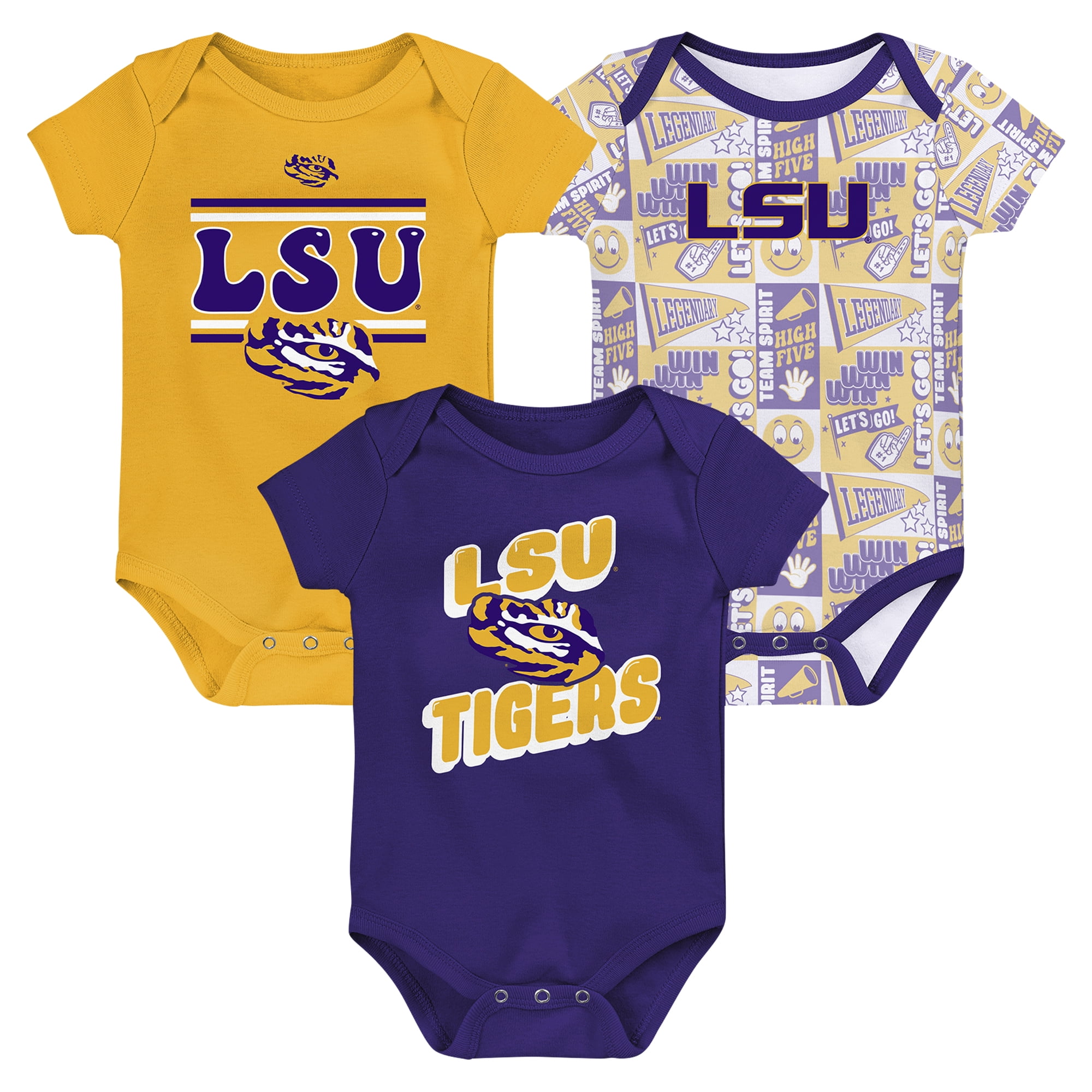 Newborn Purple LSU Tigers Sunday Comics 3-Pack Bodysuit Set - Walmart.com