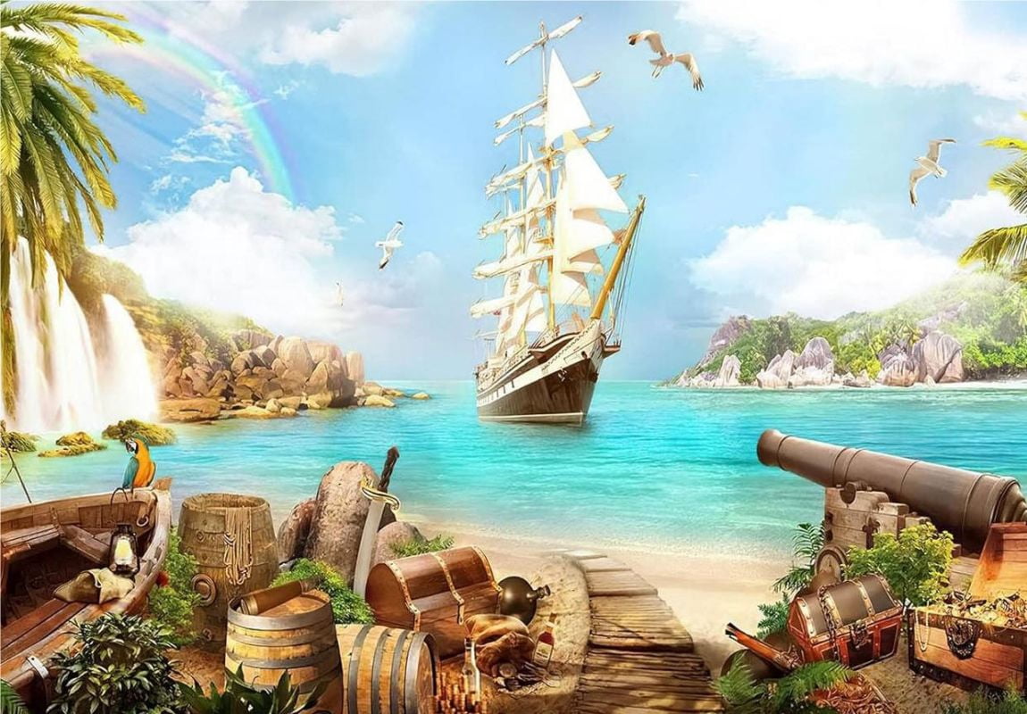 Newborn Sailor 1st Birthday Backdrop Nautical Blue Sea Baby Background ...