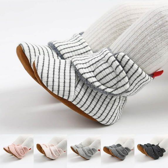 Newborn Sock Shoes Striped Walking Slippers Non-Skid Breathable Striped ...