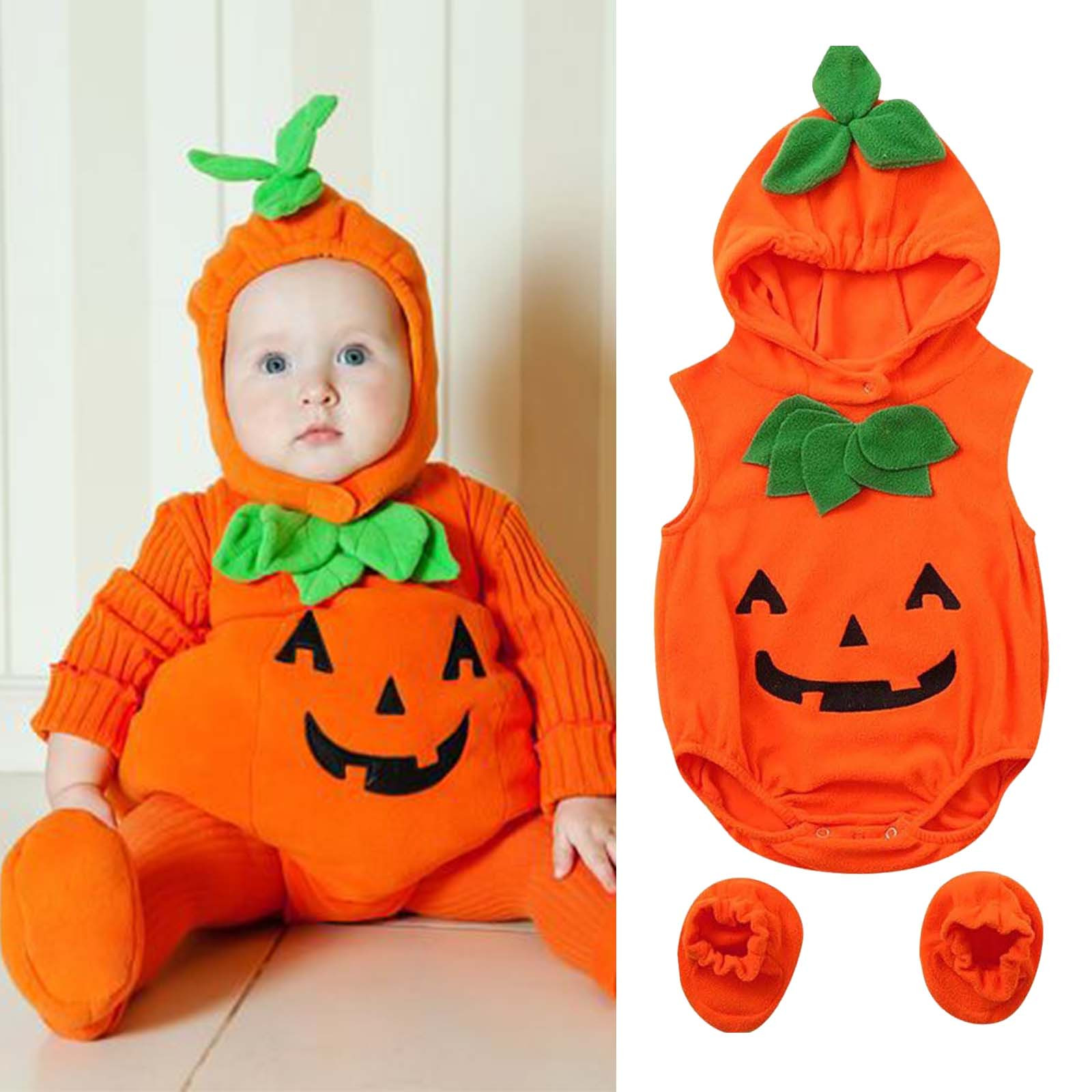 Newborn Toddler Baby Girl Boy Halloween Pumpkin Costumes Long Sleeve Romper Jumpsuit Cute ...