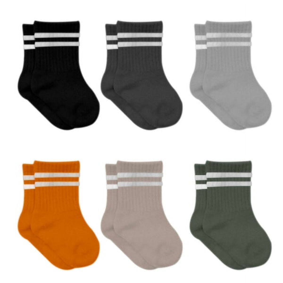Newborn Unisex Cotton Ankle-Hi Socks with Stripes Assorted 6 Pair Pack ...