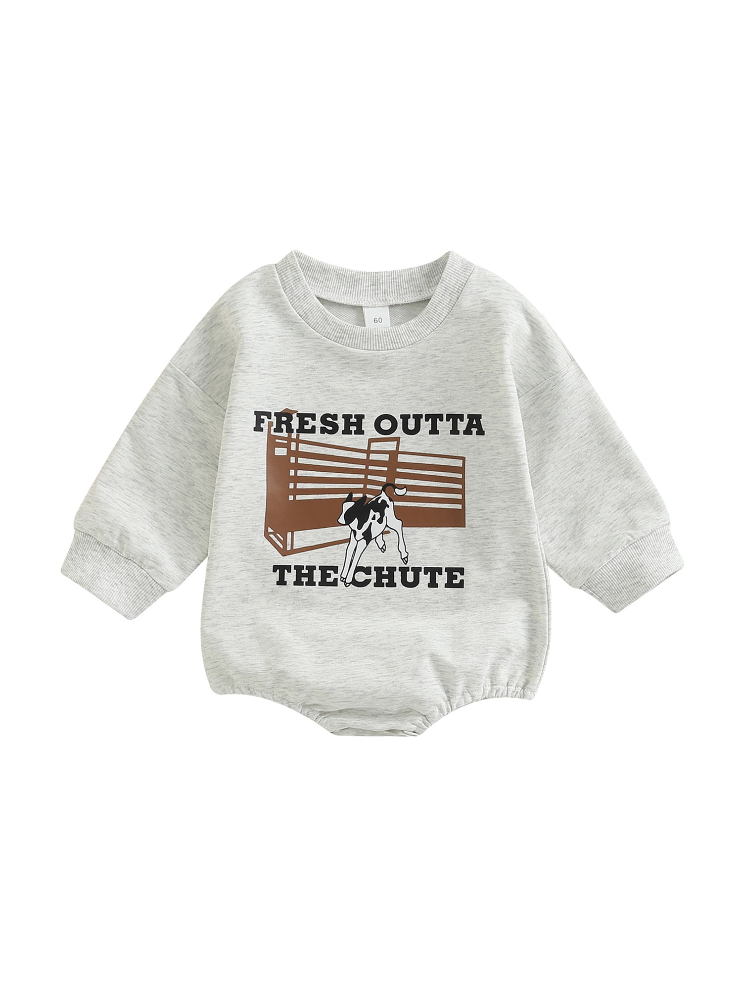 Newborn Western Cowboy Outfits Baby Girl Boy Sweatshirt Romper Cow Print Long Sleeve Bodysuit ...