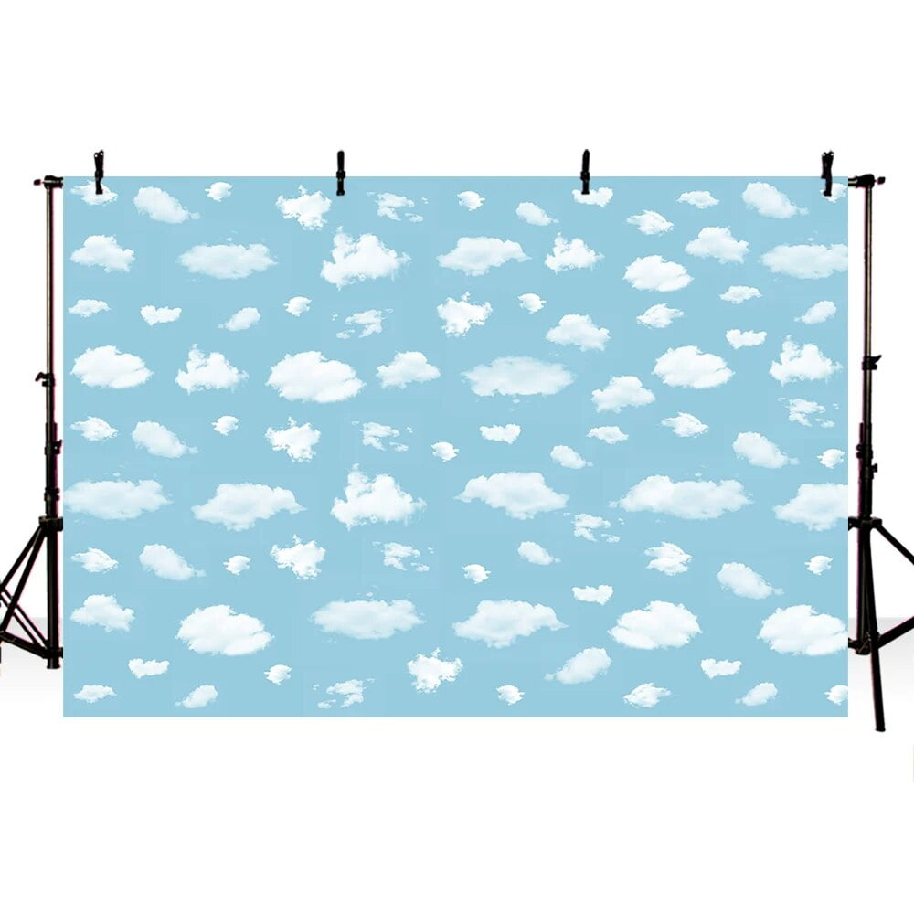 Newborn baby white cloud background for photo booth studio Blue sky ...