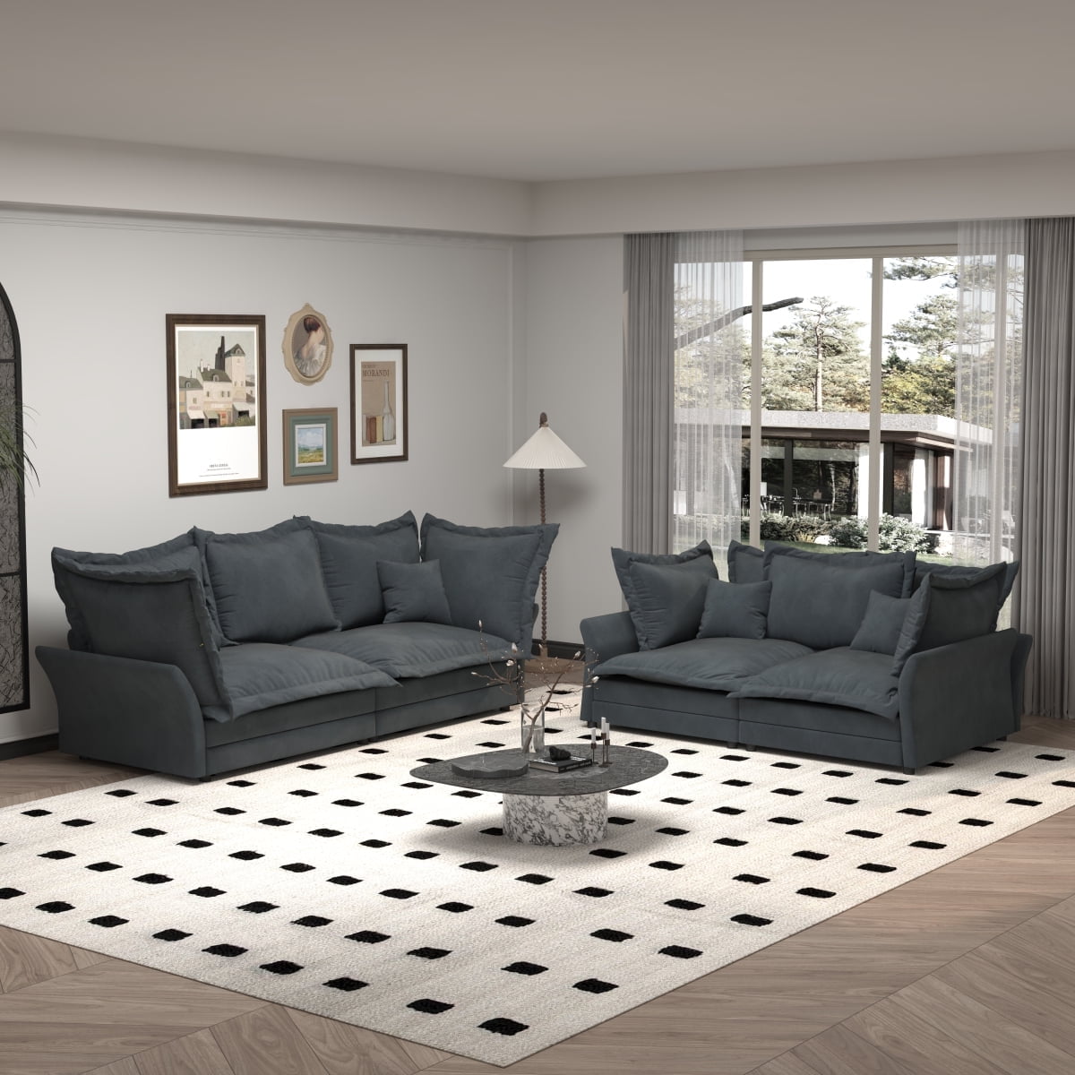 Newboti 90.55" Modern Comfy Upholstered Sofa Cloud Couch, Deep Seat ...