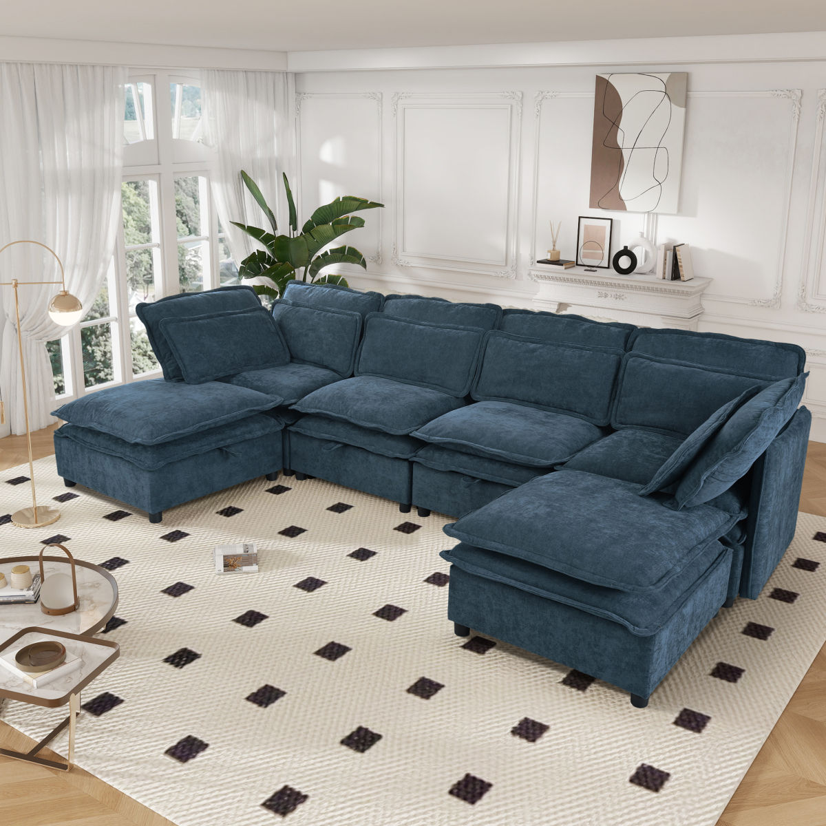 Newboti Double-Layer Cushion Modern Large U-Shaped Modular Sofa, Freely ...