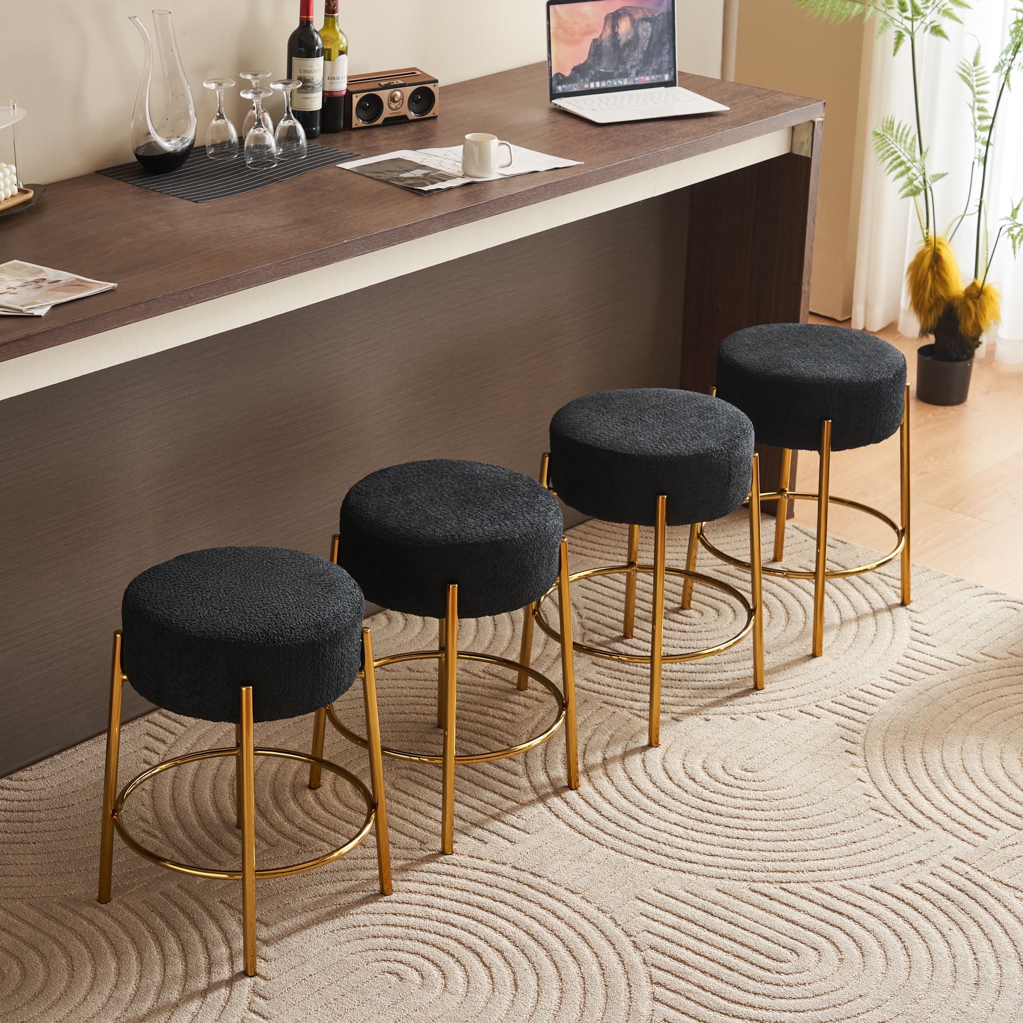 Newboti Furniture 24" Tall, Round Bar Stools, Set of 2 - Contemporary ...
