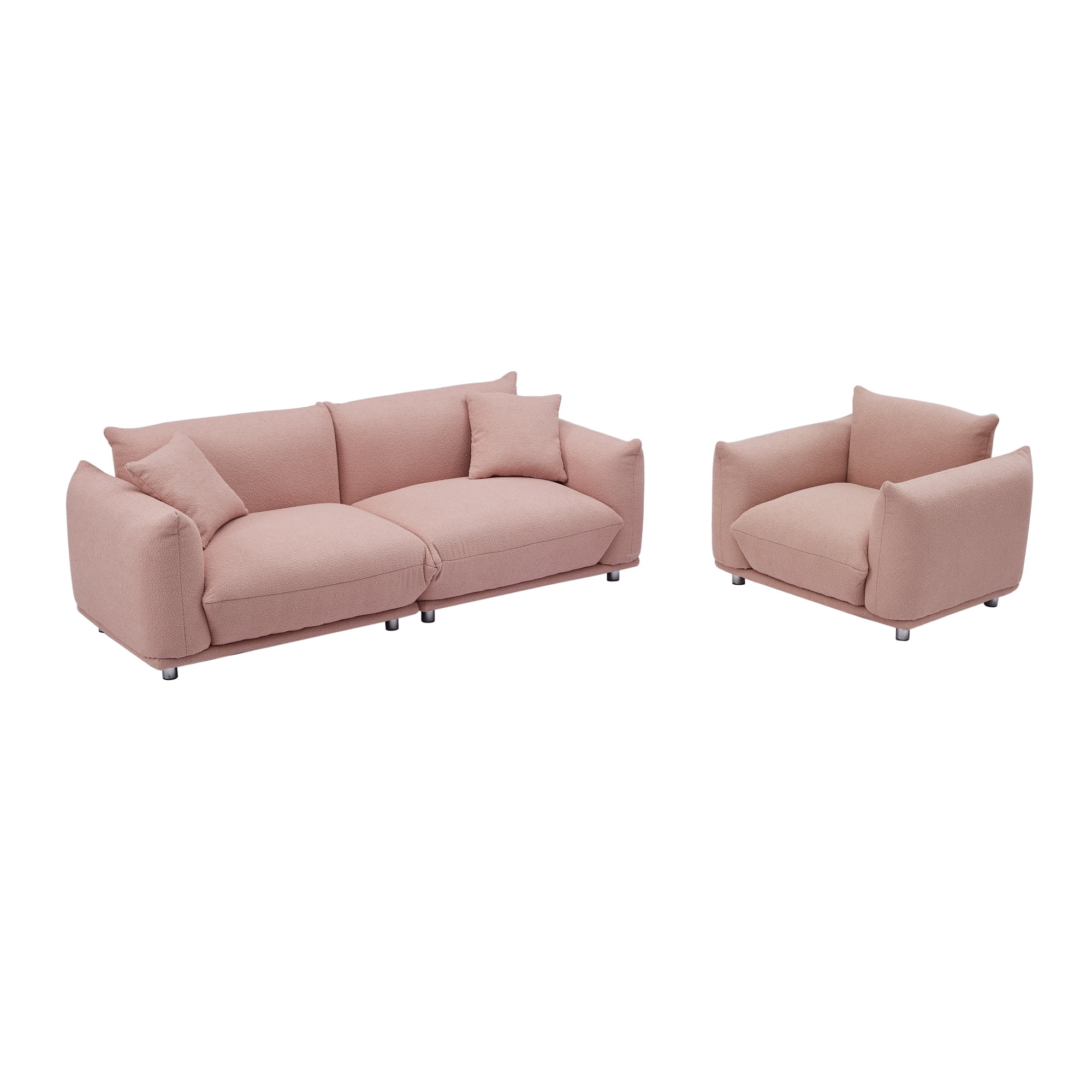 Newboti Furniture 3&1 Oversized Loveseat Sofa for Living Room, Sherpa Sofa with Metal Legs, 3 ...
