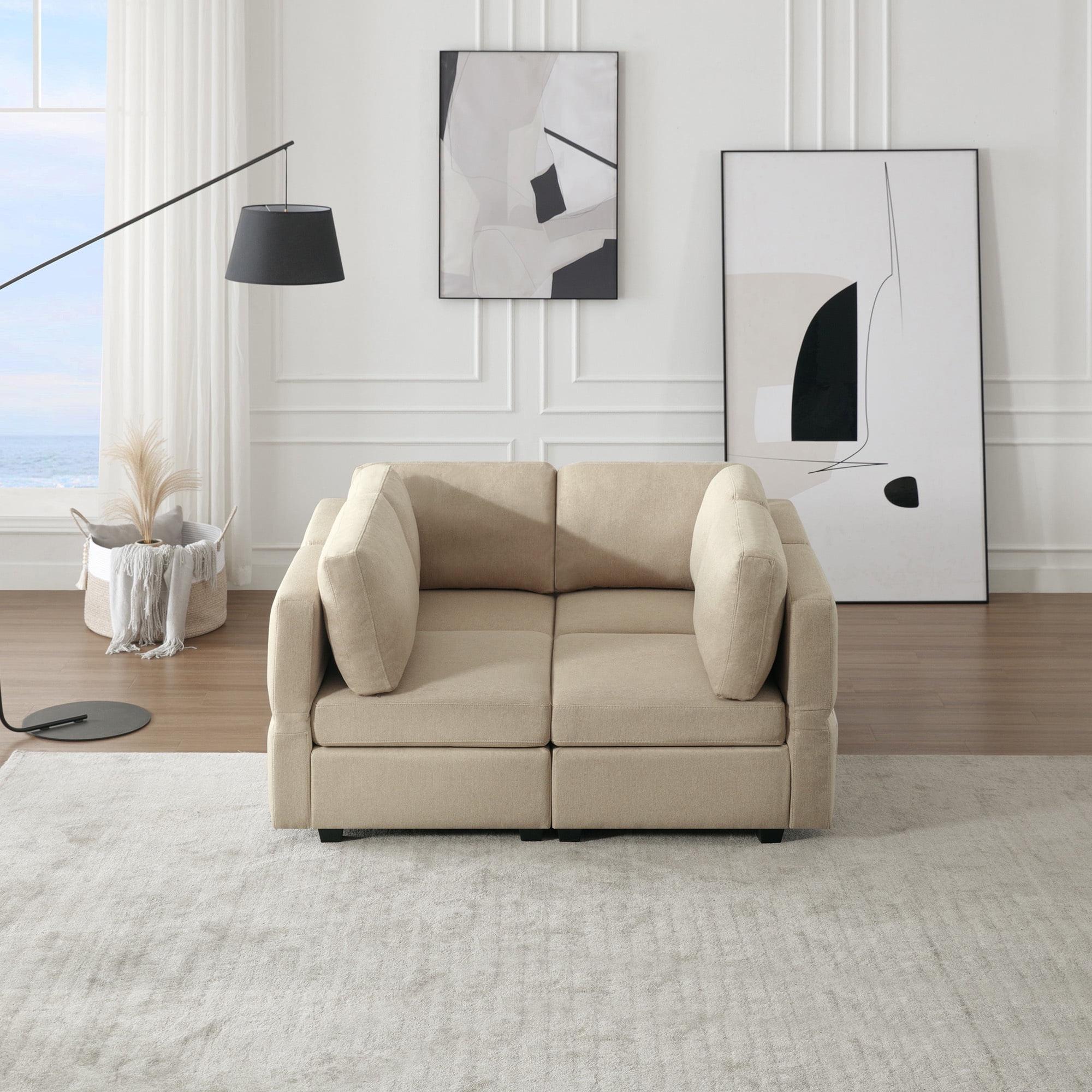 Newboti Furniture 4 Seat Sofa Bed Upholstered Sofa Sleeper, Space ...
