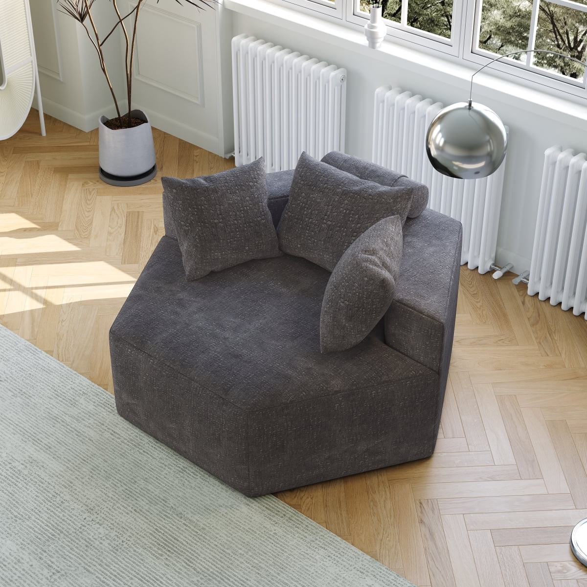 Newboti Furniture 54"L Chenille Sponge Single Sofa, No Assembly ...
