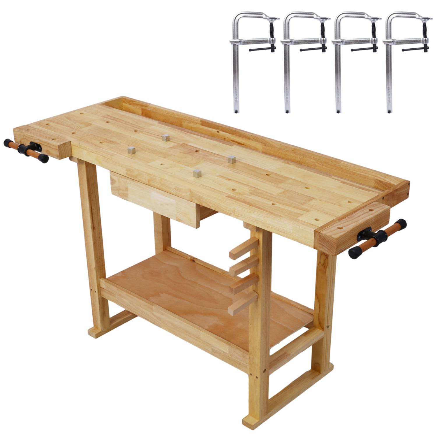 Newboti Furniture 55-Inch Wood Workbench - Wooden Workbench for Garage ...