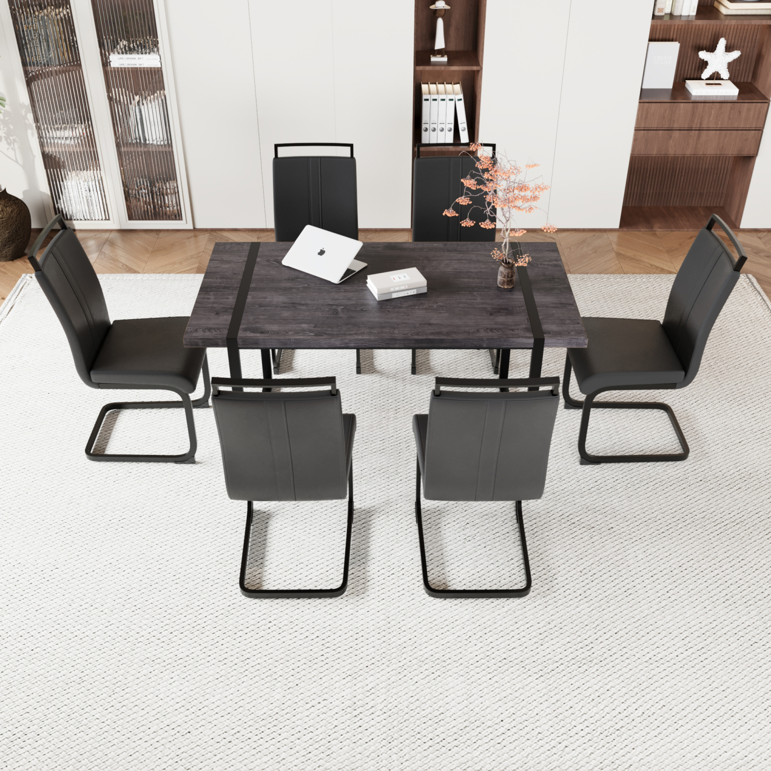 Newboti Furniture 59 " Dining Table Rural Industrial Rectangular MDF ...