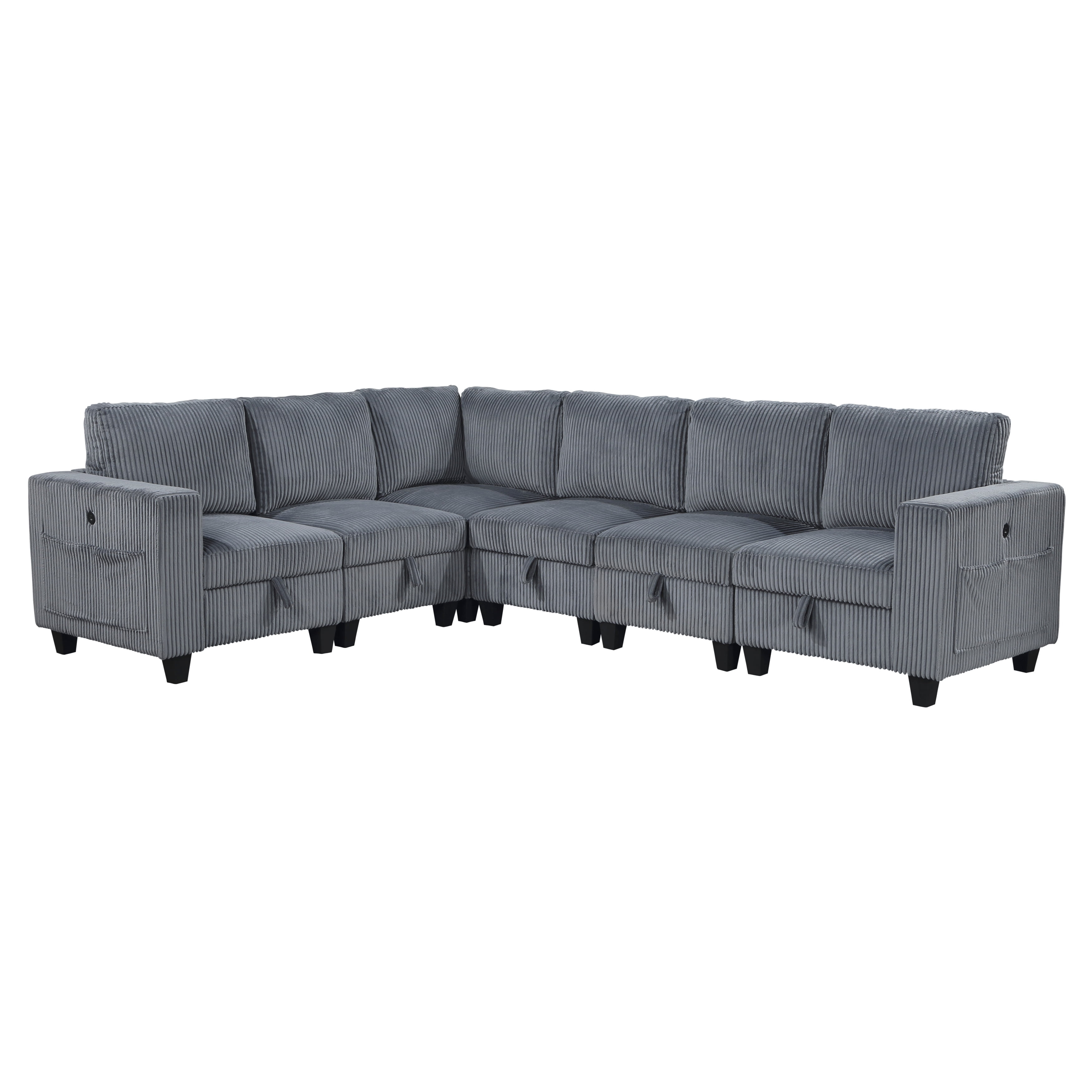 Newboti Furniture 6-Piece Modular Sectional with Storage Seats, Side ...