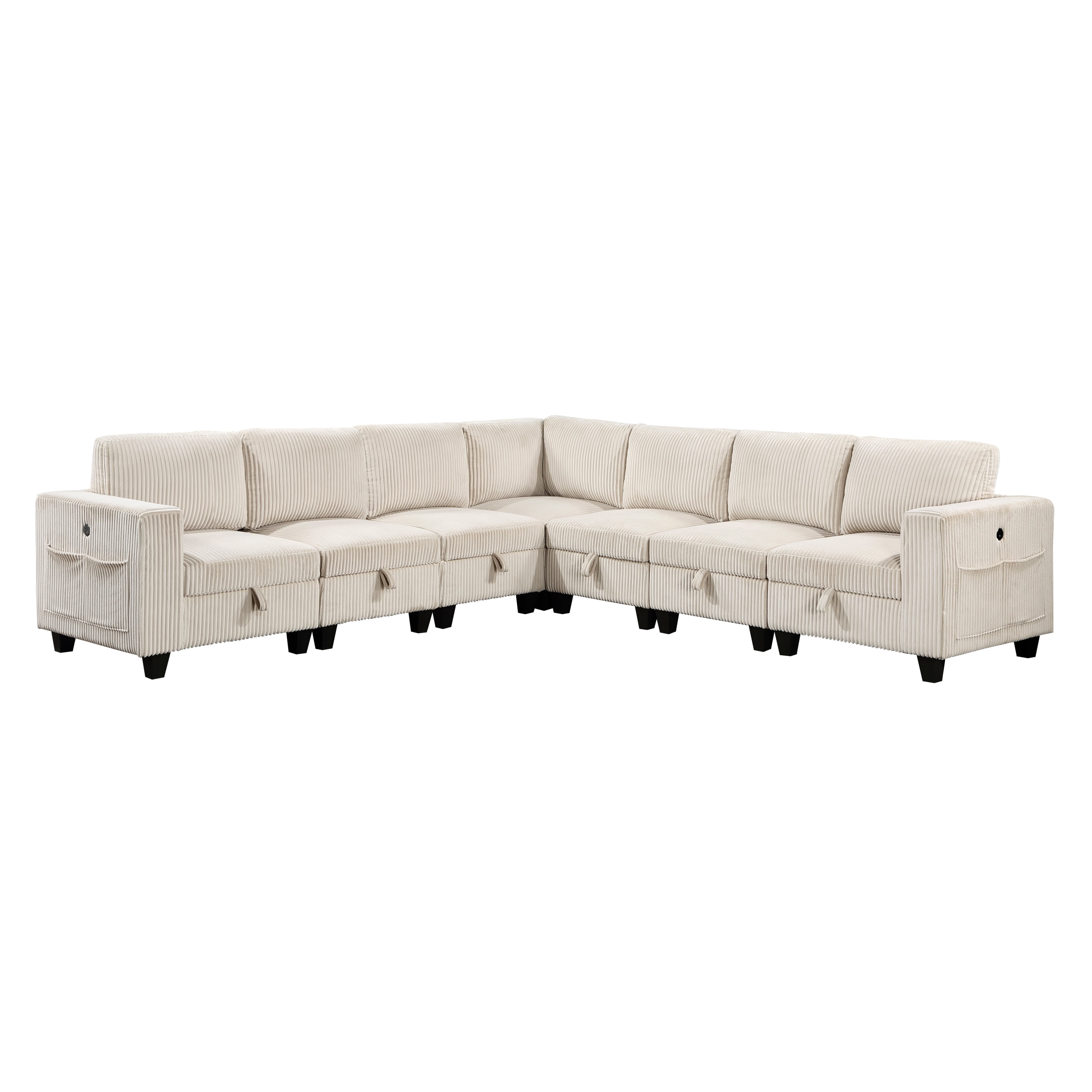 Newboti Furniture 7-Piece Modular Sectional With Storage Seats, Side ...