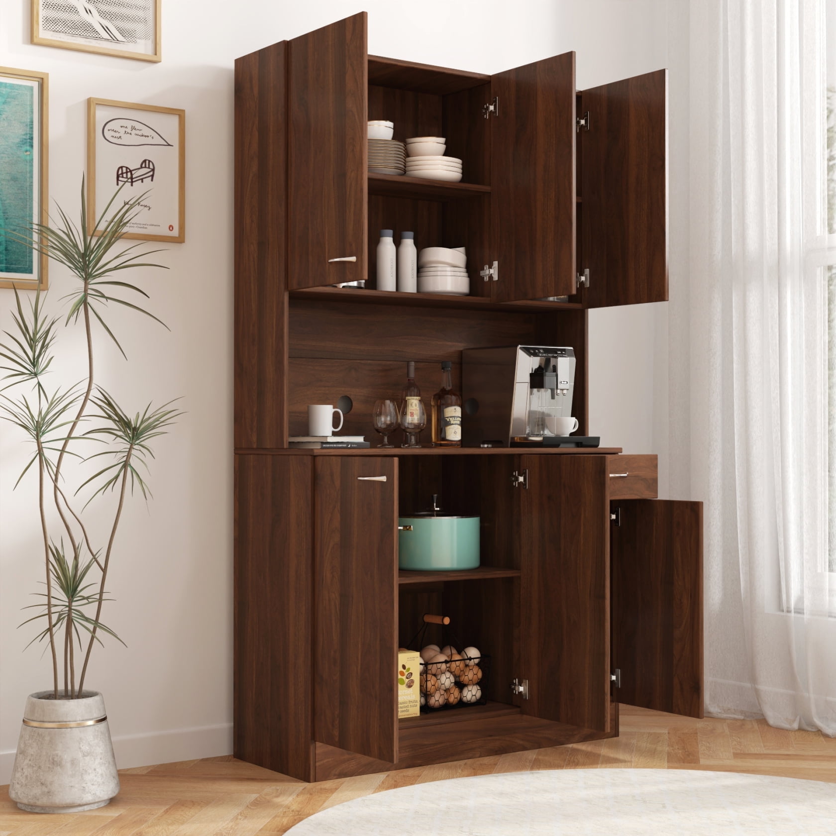 Newboti Furniture 70.87" Tall Wardrobe& Kitchen Cabinet, With 6-Doors ...