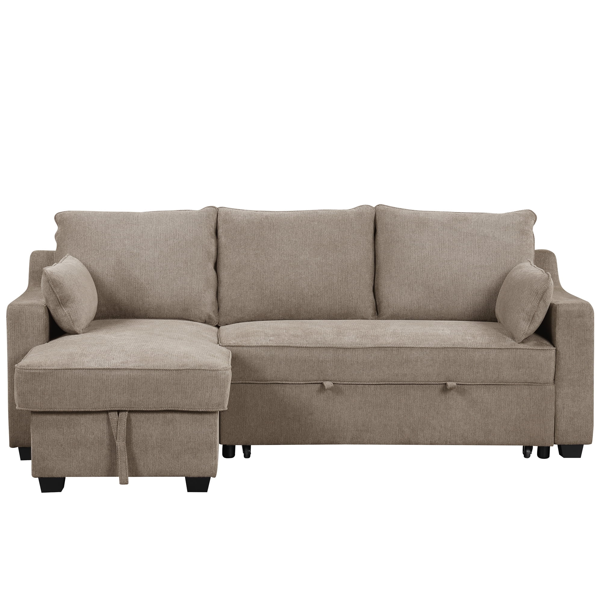 Newboti Furniture 90" Pull Out Sleeper Sofa L-Shaped Couch Convertible ...