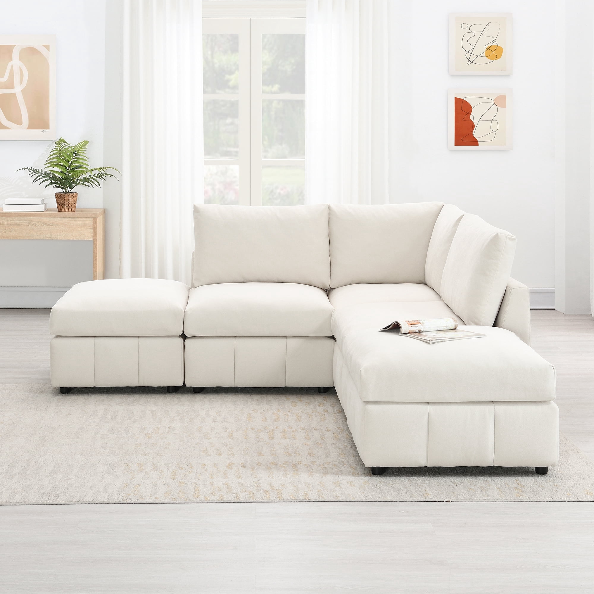 Newboti Furniture 93"Modern Sectional Sofa w/Vertical Stripes,5-Seat ...