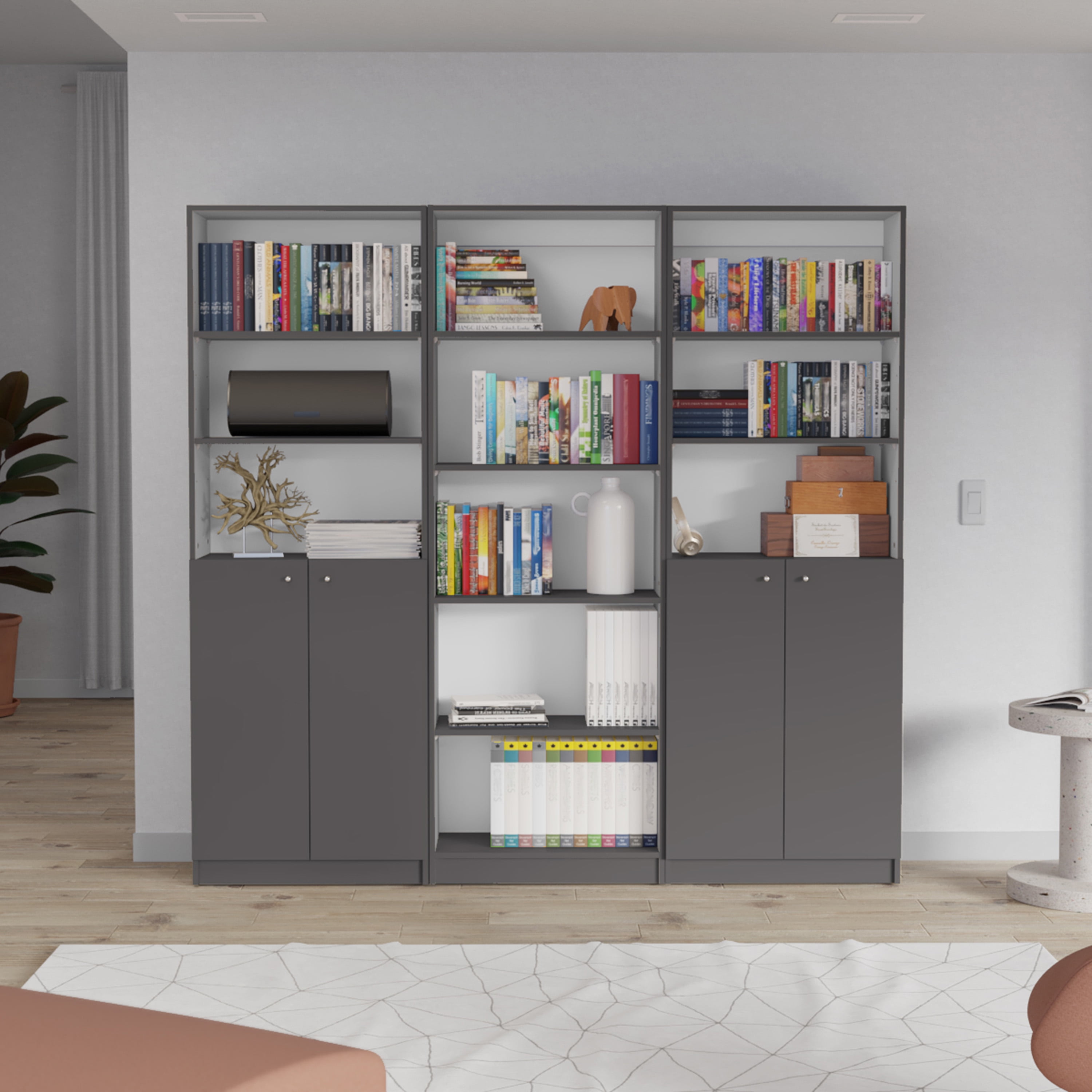Newboti Furniture Arbor 3 Piece Home Bookcase Set, 74" Wide With 11 ...