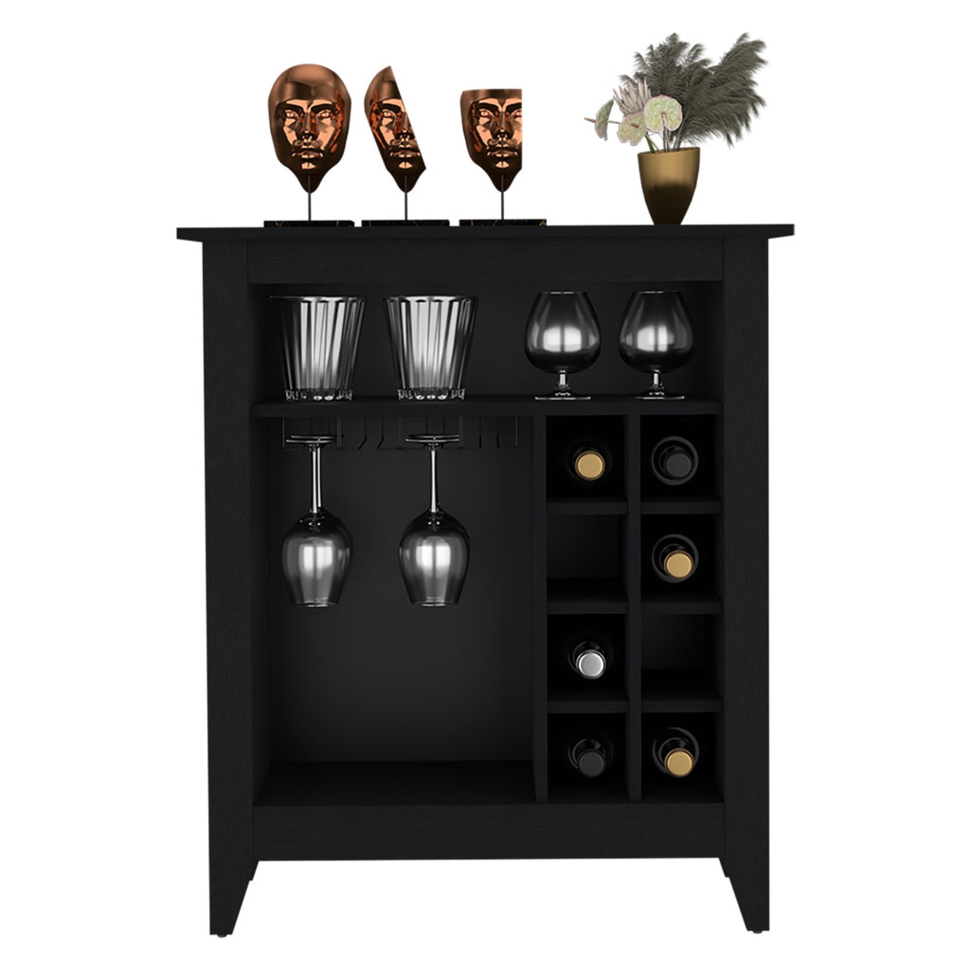 Newboti Furniture Bar Cabinet Castle, One Open Shelf, Six Wine Cubbies ...