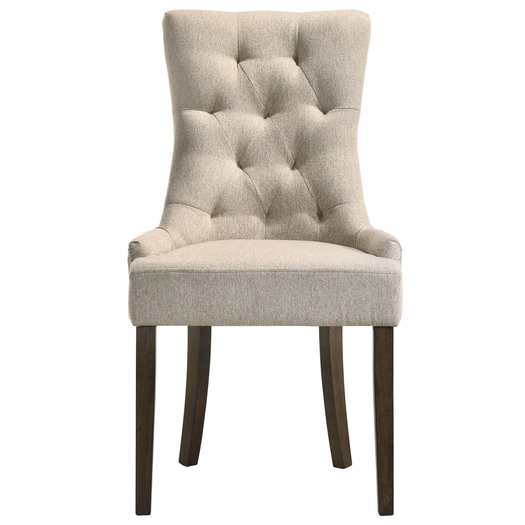 Newboti Furniture Beige and Weathered Oak Tufted Back Parson Chairs ...