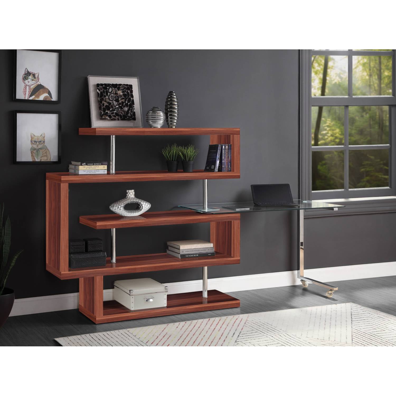 Newboti Furniture Buck II Clear Glass, Chrome High Gloss Finish Writing ...